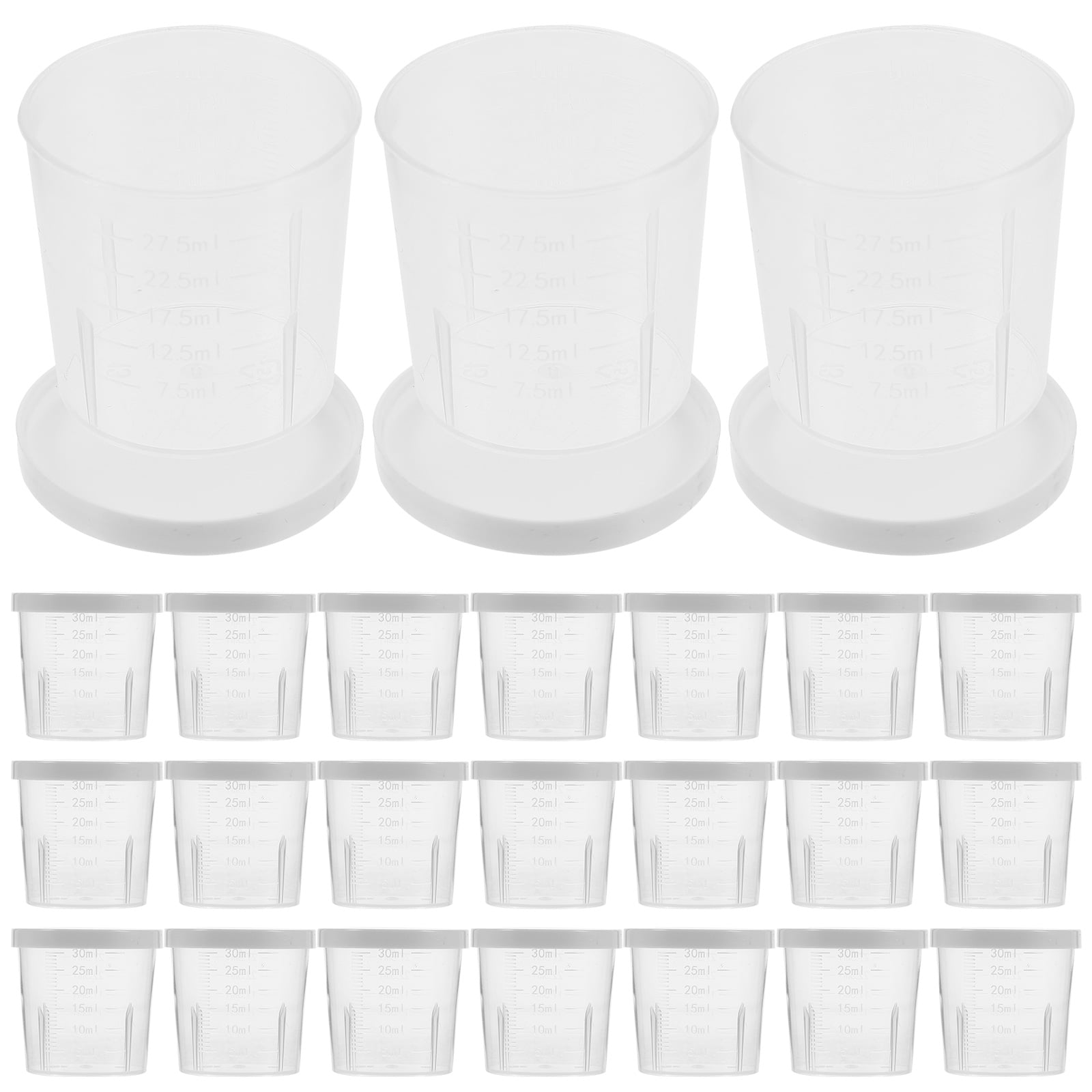 30ml Graduated Measuring Cup Condiment Containers Plastic Cups with Lid ...