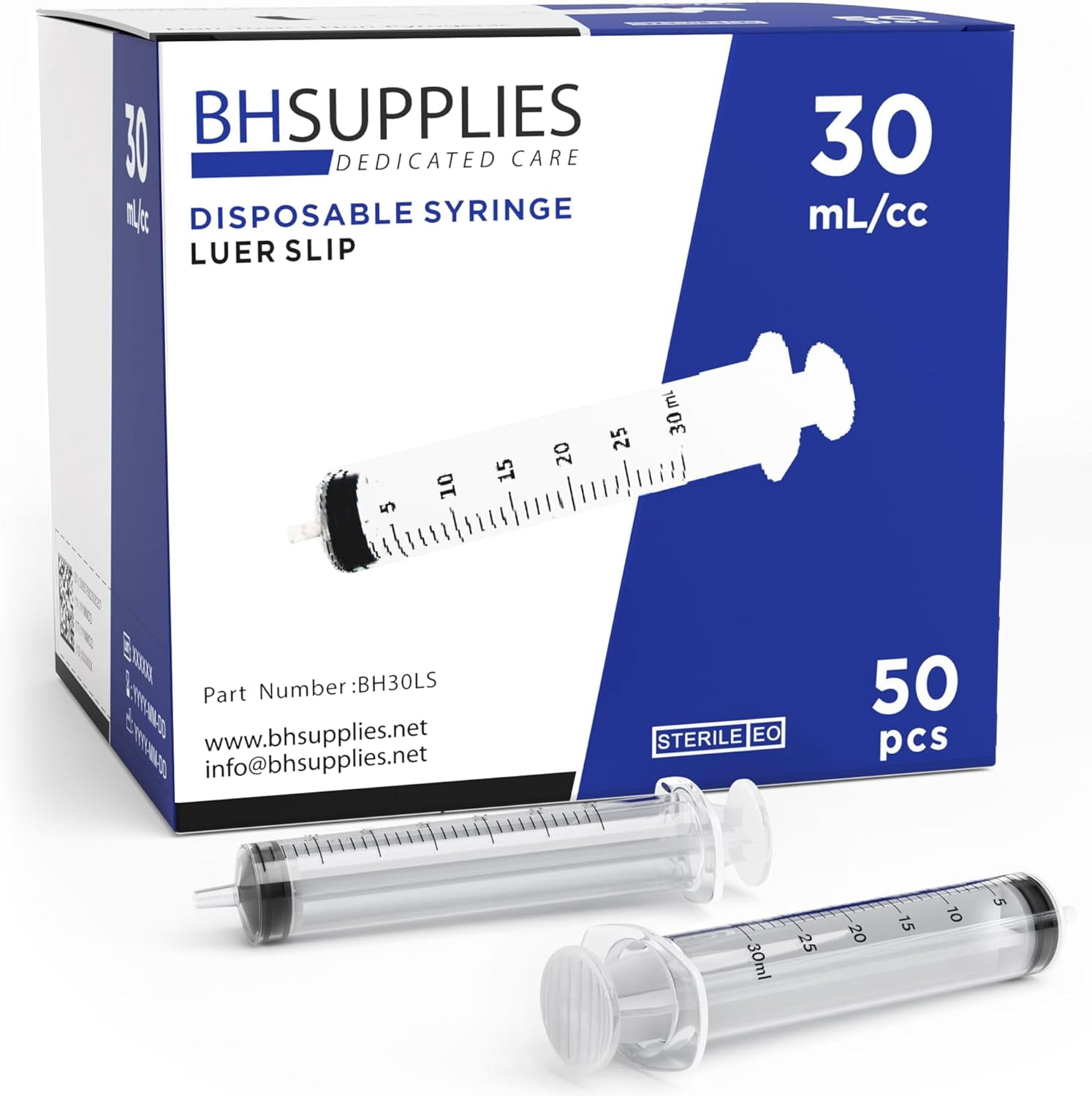 30ml Luer Slip Tip Syringes (No Needle) - Sterile, Individually Wrapped ...