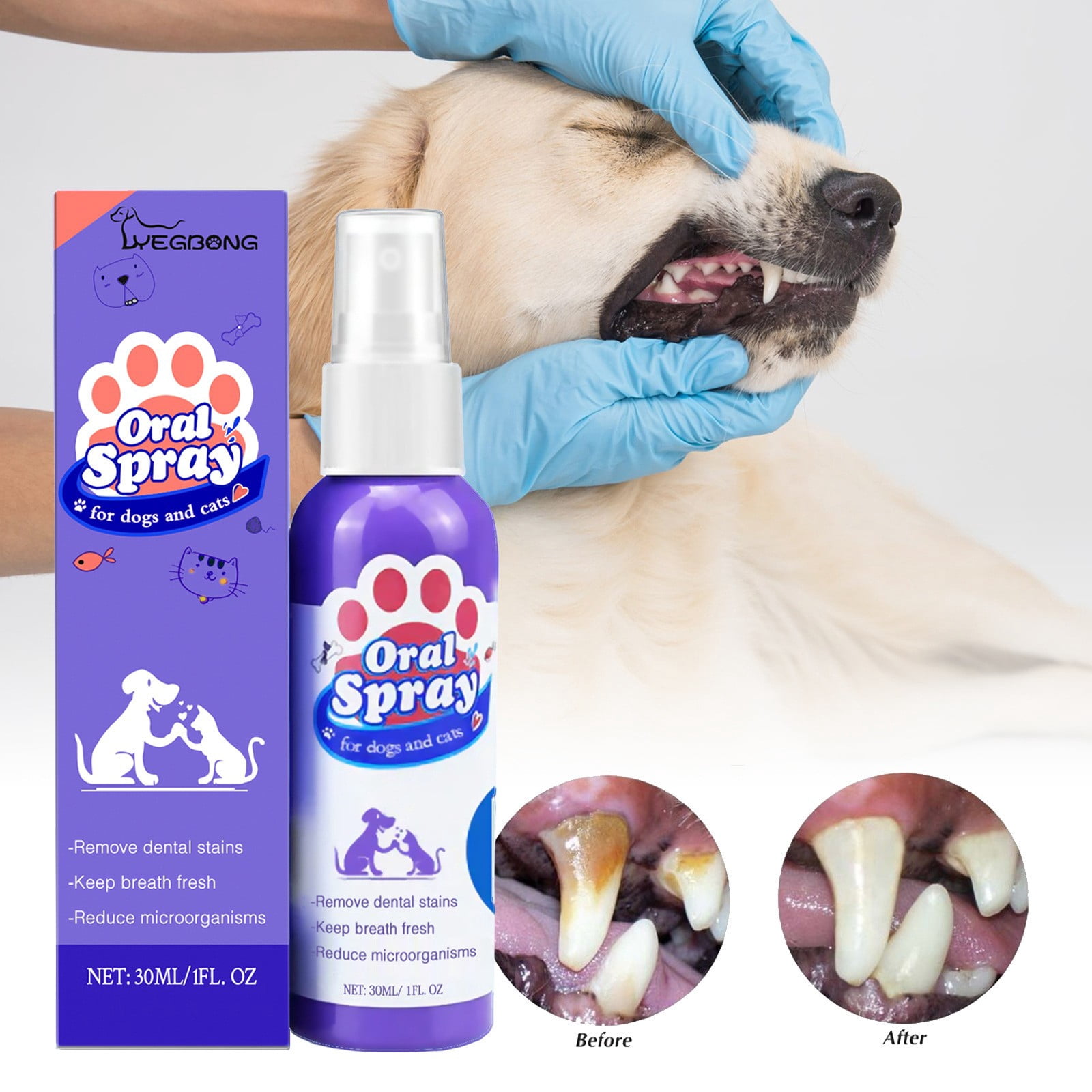 30ml Natural Pet Oral Cleaning Spray, No Brushing Breath Freshener ...