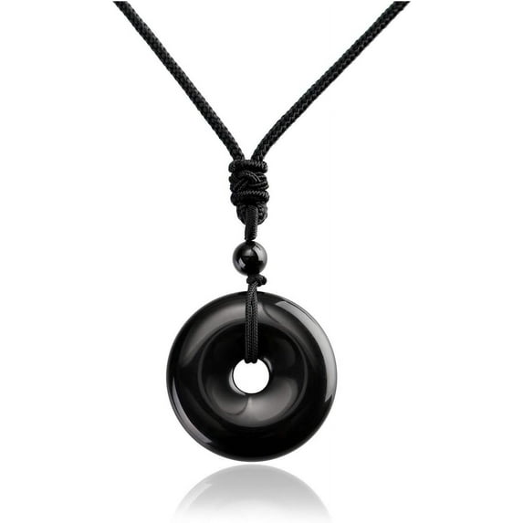 30mm Circle Donut Healing Crystals Necklace Natural Semi-Precious ...