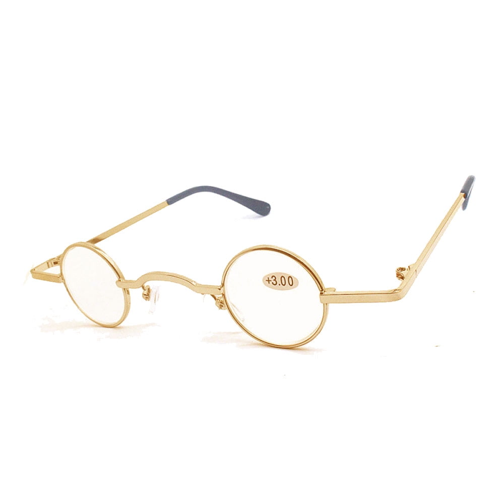 30mm Creative Small Round Gold Reading Glasses 2.00 Vintage Mini Retro ...
