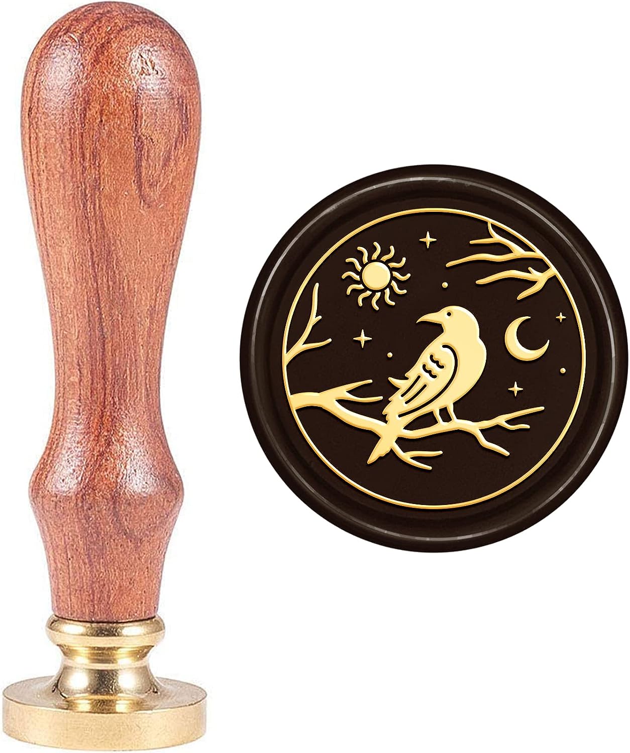 30mm Crow Wax Seal Stamp Raven Sealing Wax Stamps Sun and Moon Vintage ...