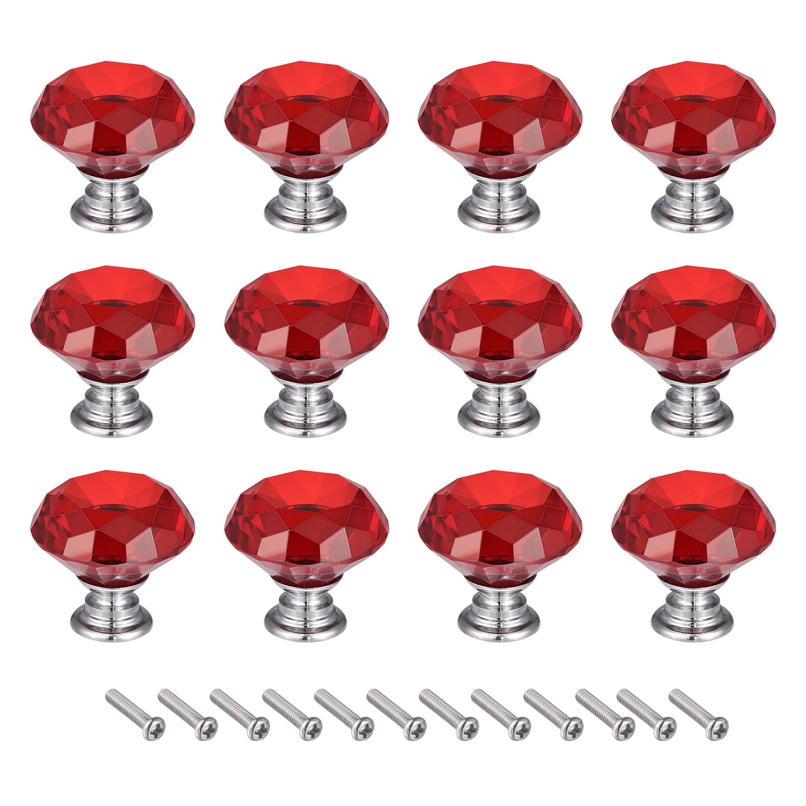 30mm Crystal Knobs Drawer Diamond Shaped Red 12 Pack - Walmart.com
