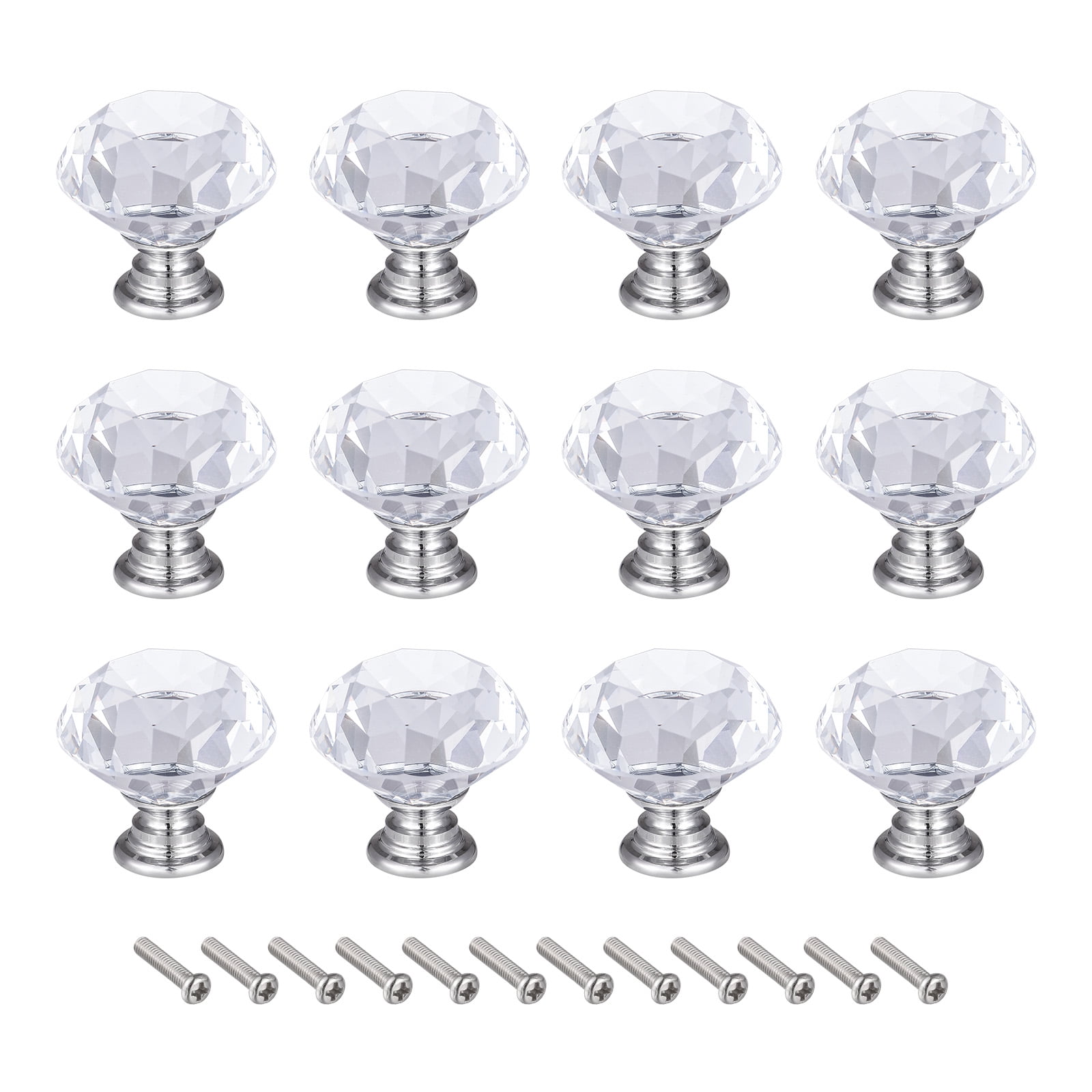 30mm Crystal Knobs Drawer Diamond Shaped Transparent 12 Pack - Walmart.com