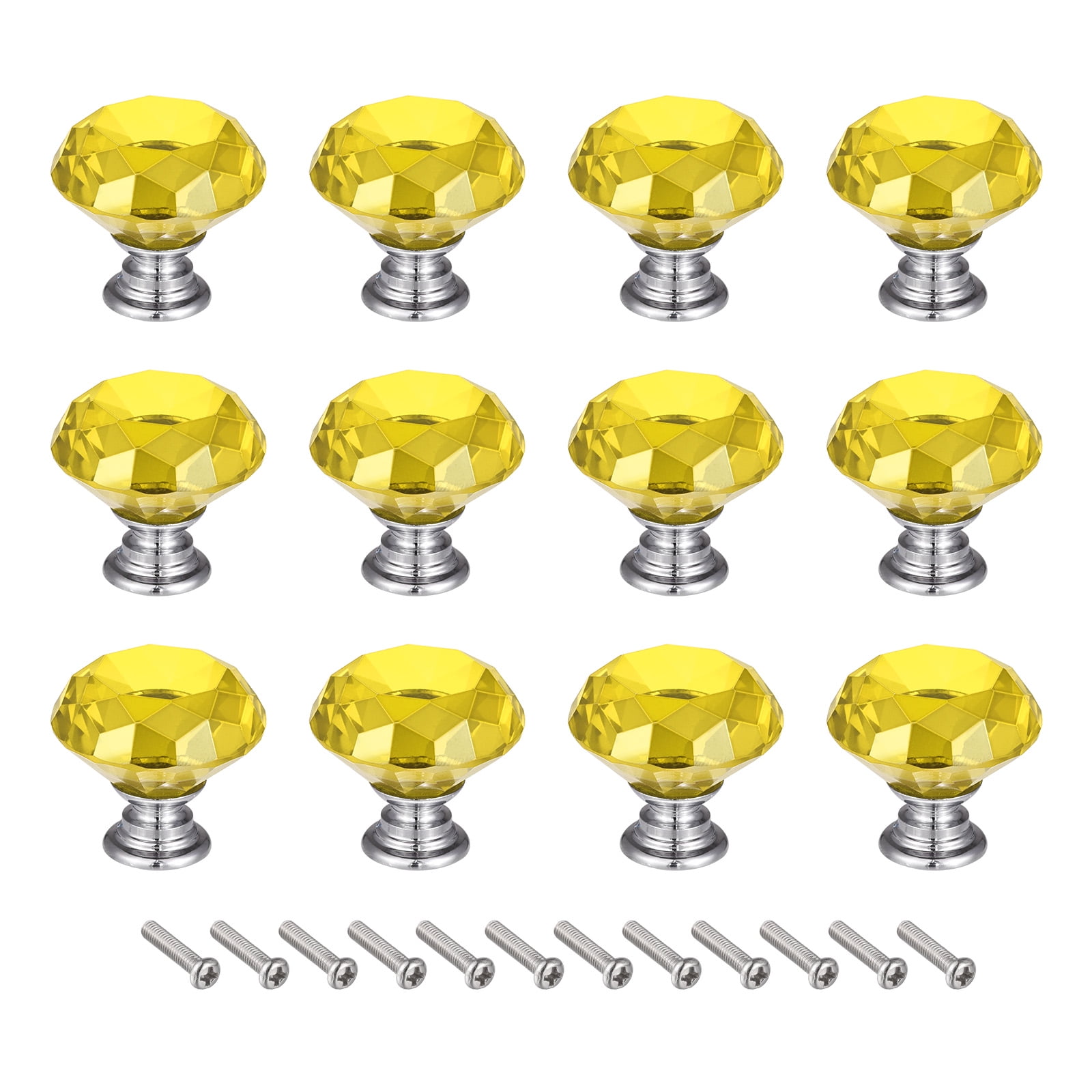 30mm Crystal Knobs Drawer Diamond Shaped Yellow 12 Pack - Walmart.com