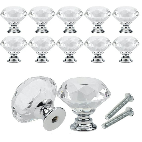 30mm Diamond Shape Design Crystal Glass Knobs Cupboard Drawer Pull ...