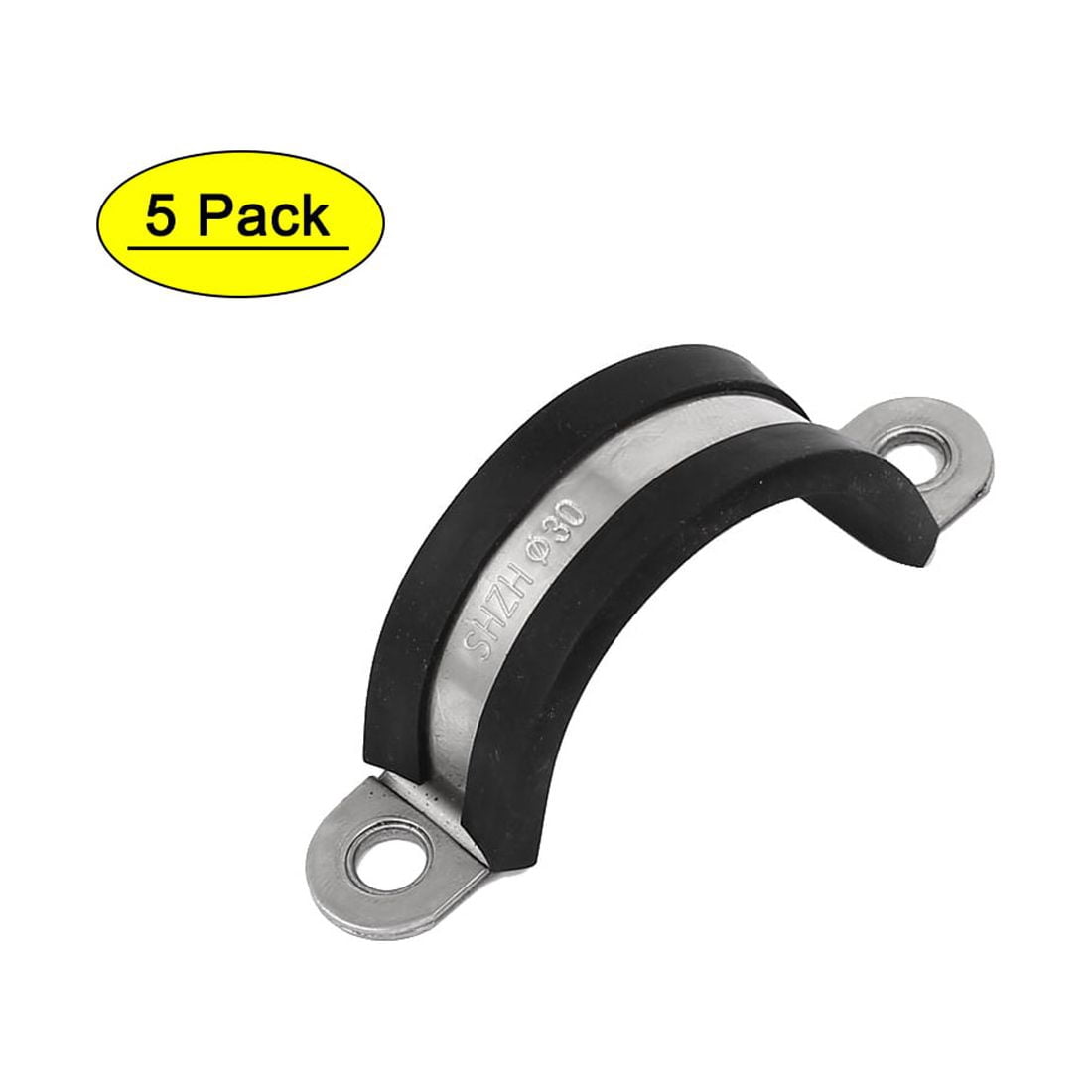 30mm EPDM Rubber Lined U Clip Cable Wire Hose Pipe Clamps 5 Pcs ...