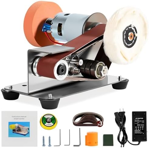 30mm Mini Belt Sander, Sander Tool w/ 7-Gear Speed Control, 15 Degree ...