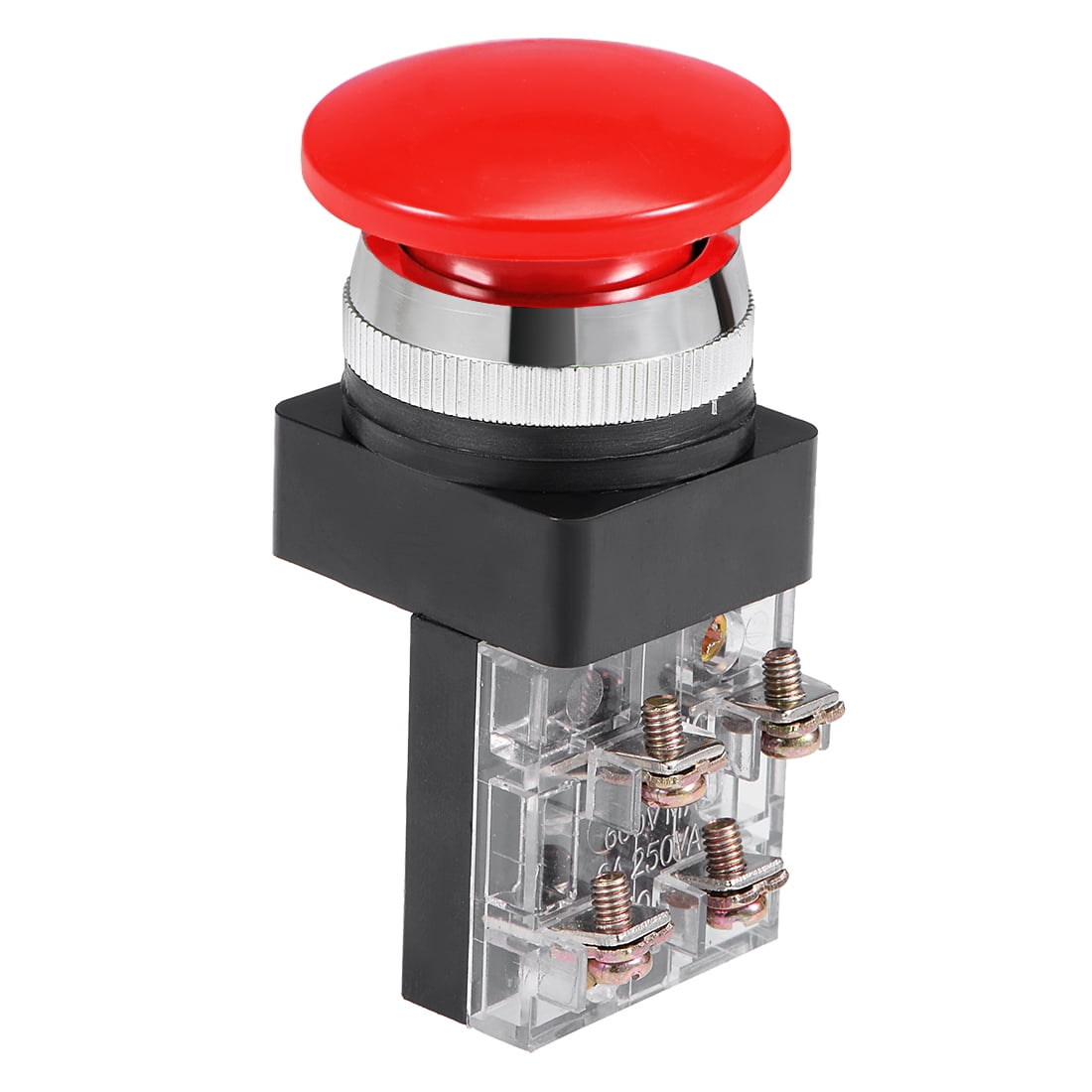 30mm Mushroom Head Momentary Push Button Switch Red DPST - Walmart.com