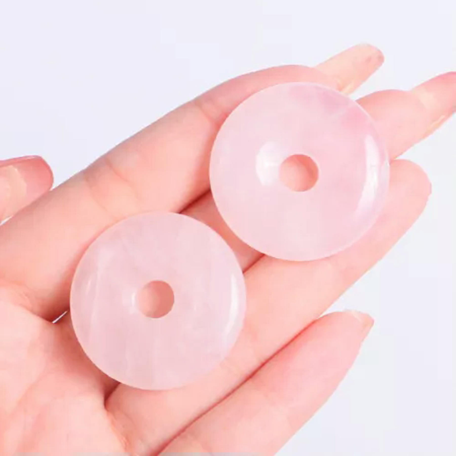 30mm Natural Stone Doughnut Pendant Crystal Carved Amulet DIY Earrings ...