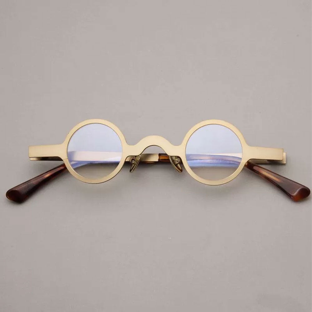 30mm Retro Small Round Bronze Metal Frame Acetate Temple Glasses Frame ...