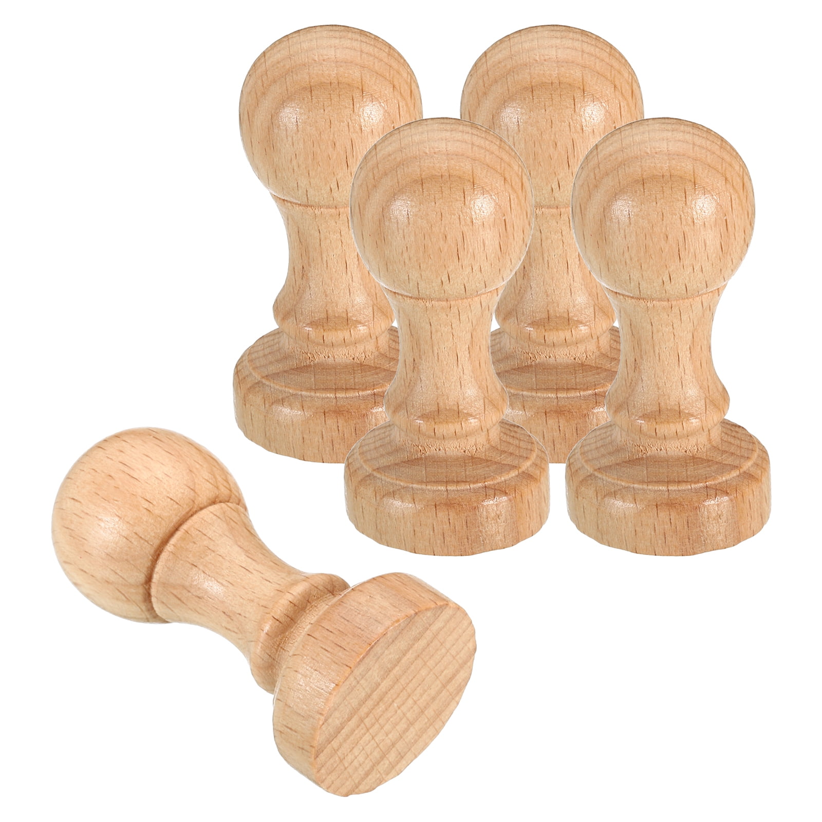 30mm Stamp Wood Round Handle, 5 Pack Wooden Knobs Stamp Mounts Drawer ...