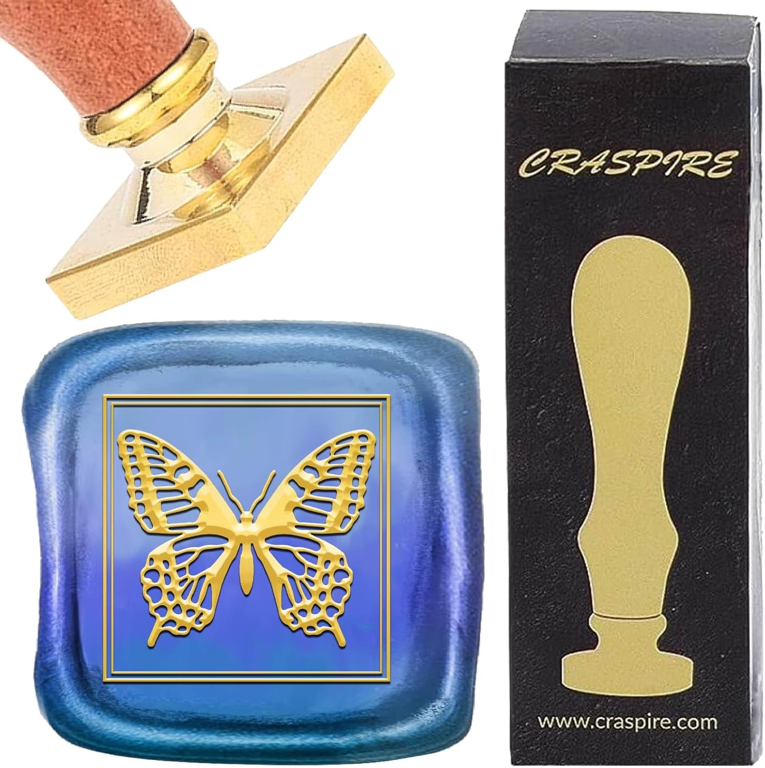 30mm Wax Seal Stamp Butterfly Sealing Wax Stamp Detachable Gold Brass ...
