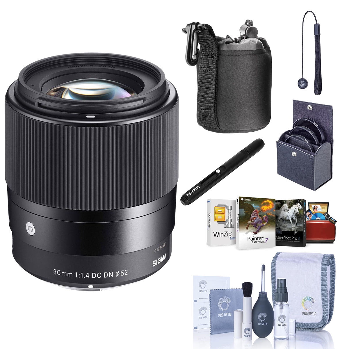 Sigma 30mm f/1.4 DC DN Contemporary Lens for Canon EF-M, Bundle with ProOptic 52mm Filter Kit ...