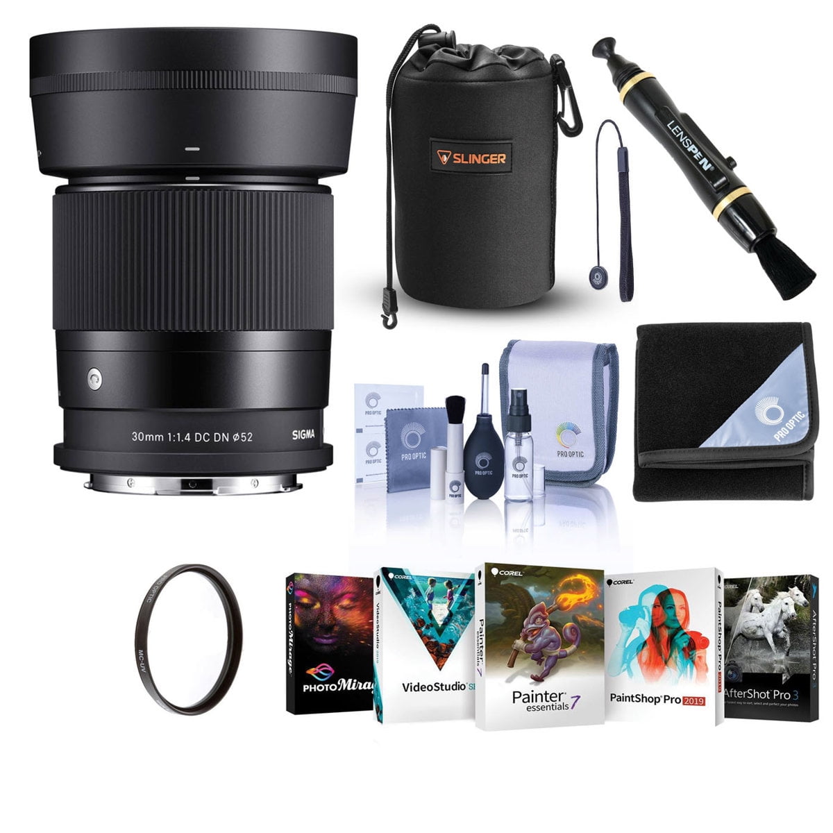 Sigma 30mm f/1.4 DC DN Contemporary Lens for L Mount, Bundle with 52mm ...