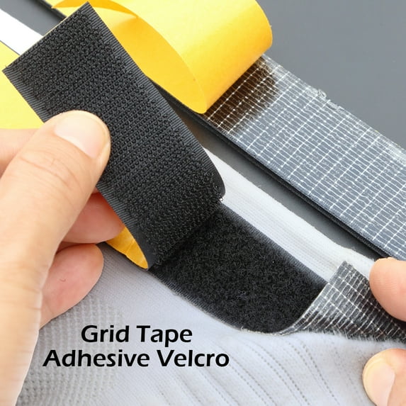 30mm x 1m Black Adhesive Hook and Loop Tape - Heavy Duty Sticky Back ...