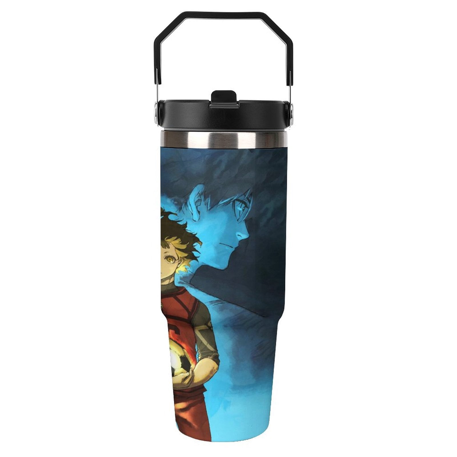 30oz BLUE Ball LOC-,K Tumbler with Top Handle and Straw Lid Stainless ...