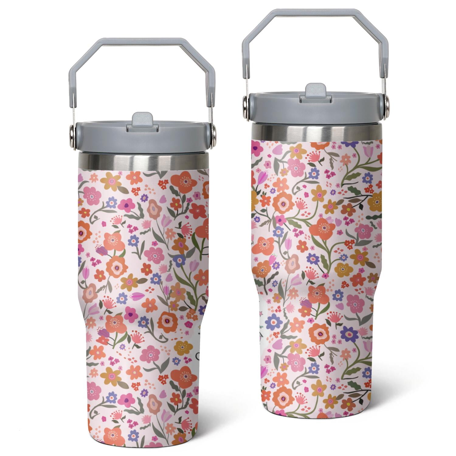 30oz Boho Patchwork Stainless Steel Tumbler with Top Handle,Bohemian ...