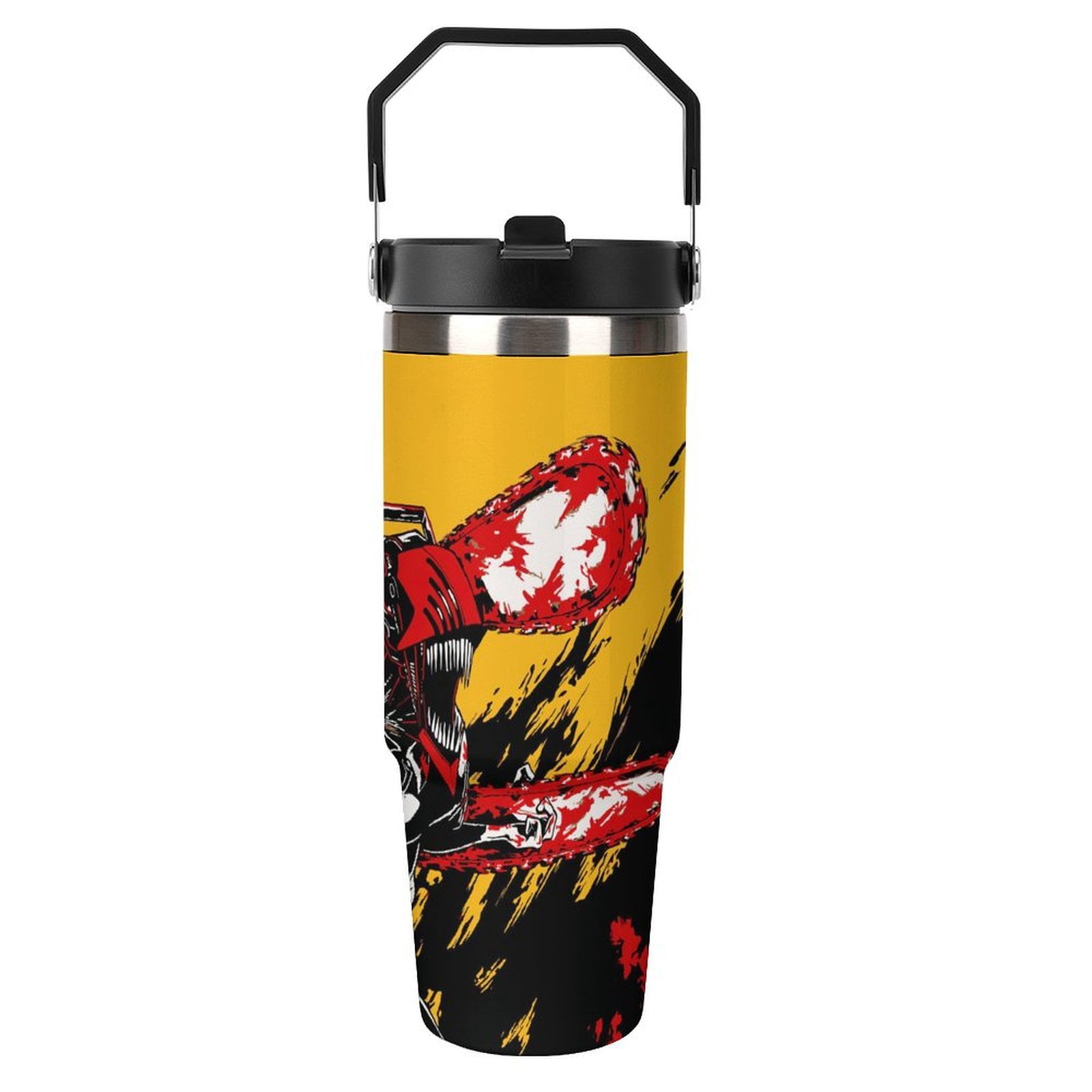 30oz Chainsaw Orange Men Tumbler with Top Handle and Straw Lid ...