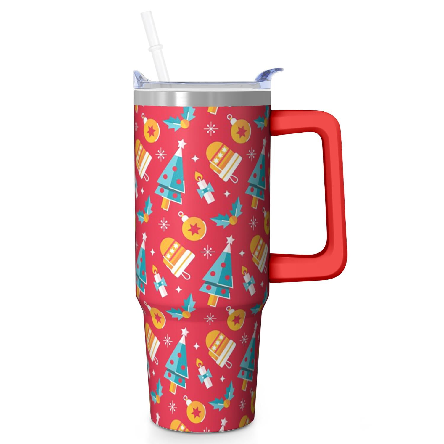 30oz Christmas Day Tumbler with Handle and Straw, Holiday Winter Santa ...