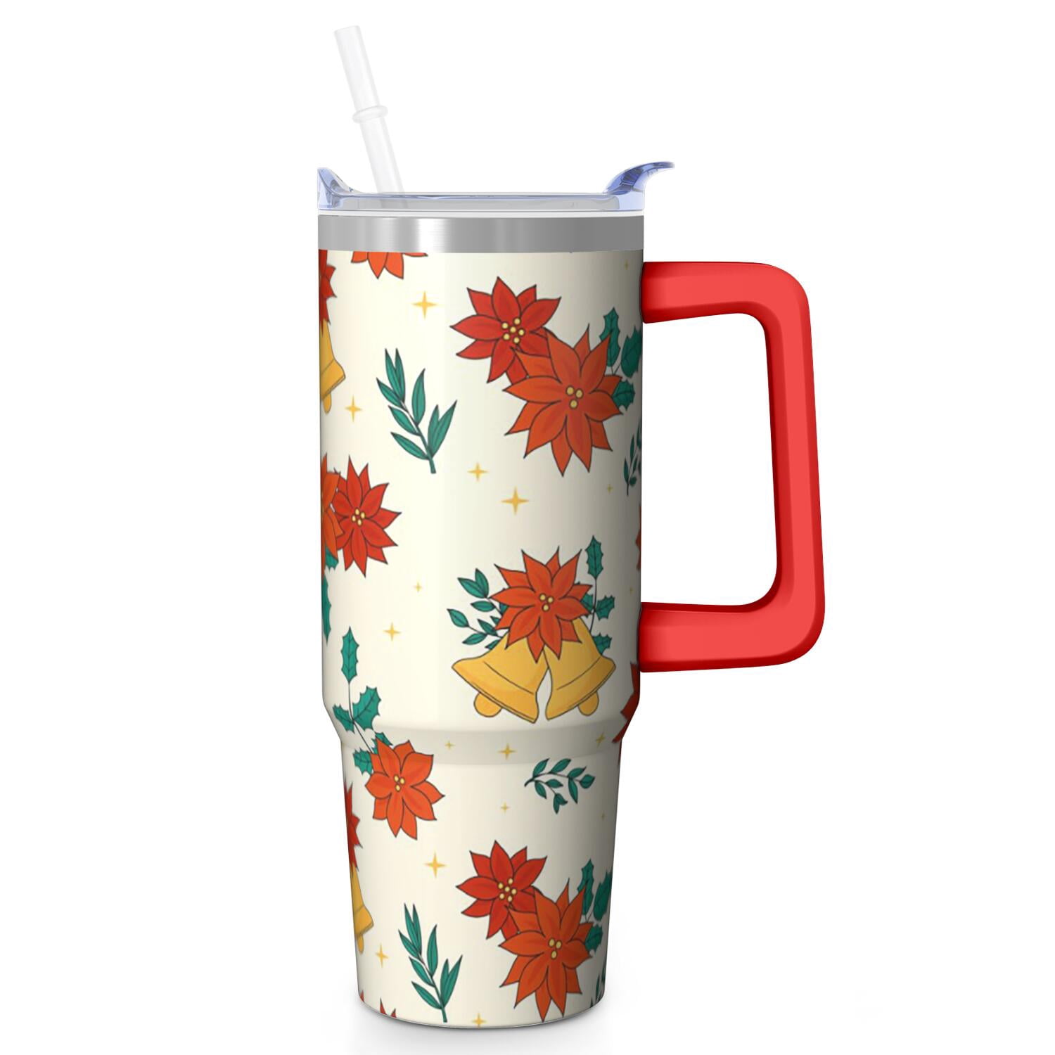 30oz Christmas Snowman Coffee Cup with Handle and Straw, Stainless ...