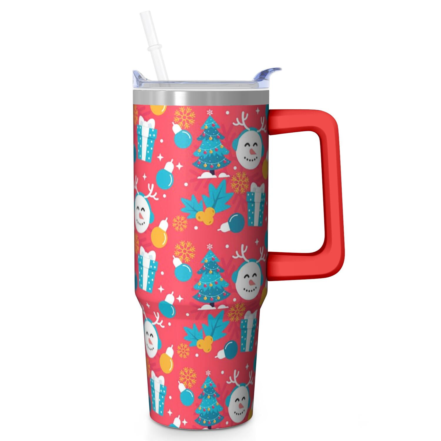 30oz Christmas Tree Tumbler with Lid and Straw, Stainless Steel Cup ...