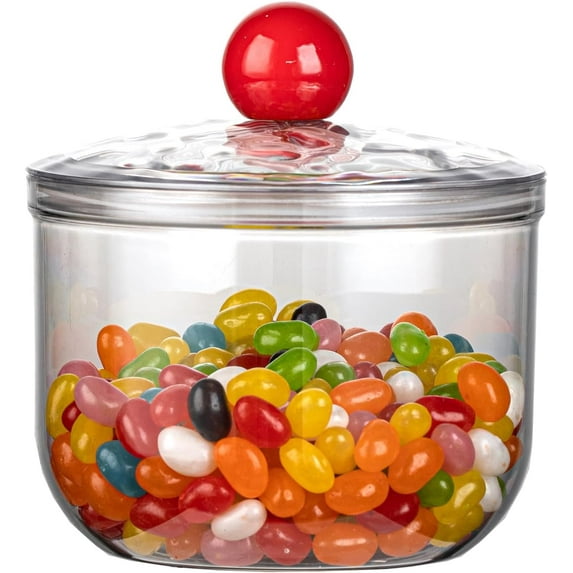 30oz Clear Candy Jar with Lid for Office Desk, Plastic Cookie Storage ...