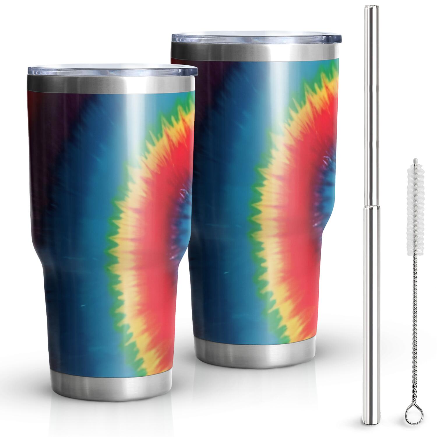 30oz Colorful Tie Dye Pattern Tumblers Stainless Steel Tumbler with Lid ...
