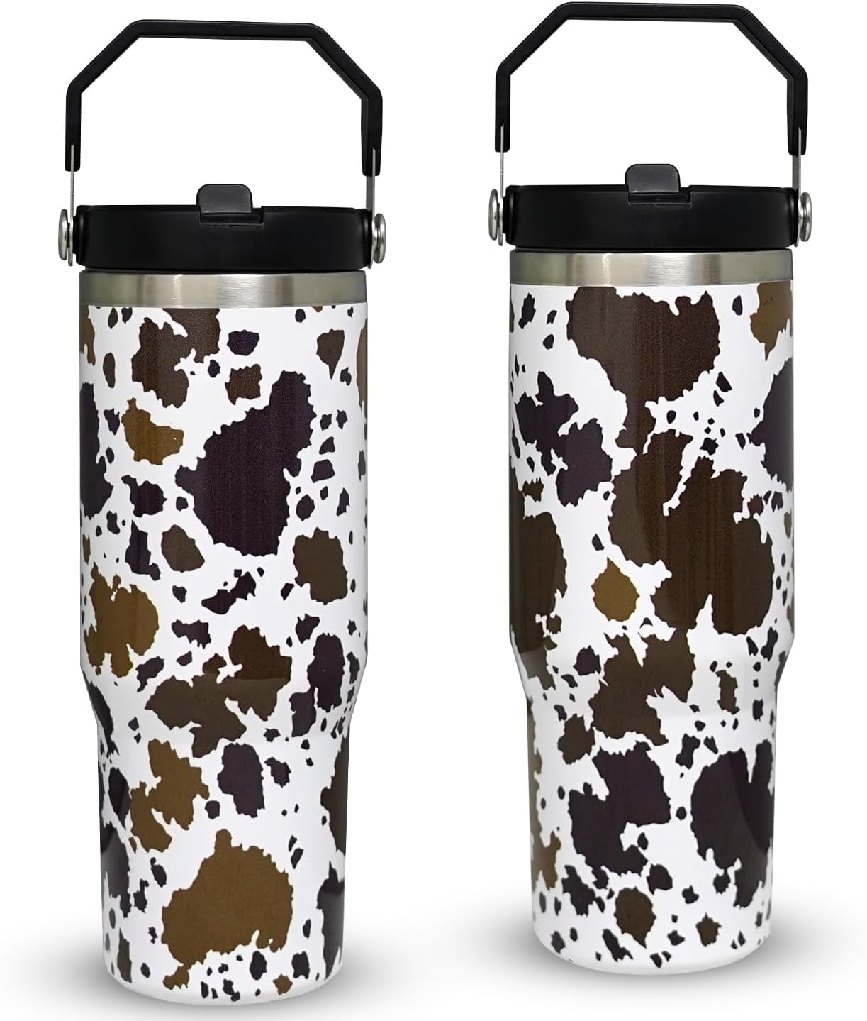 30oz Cow Print Tumbler With Carry handle,High Cow Tumbler with Lid and ...