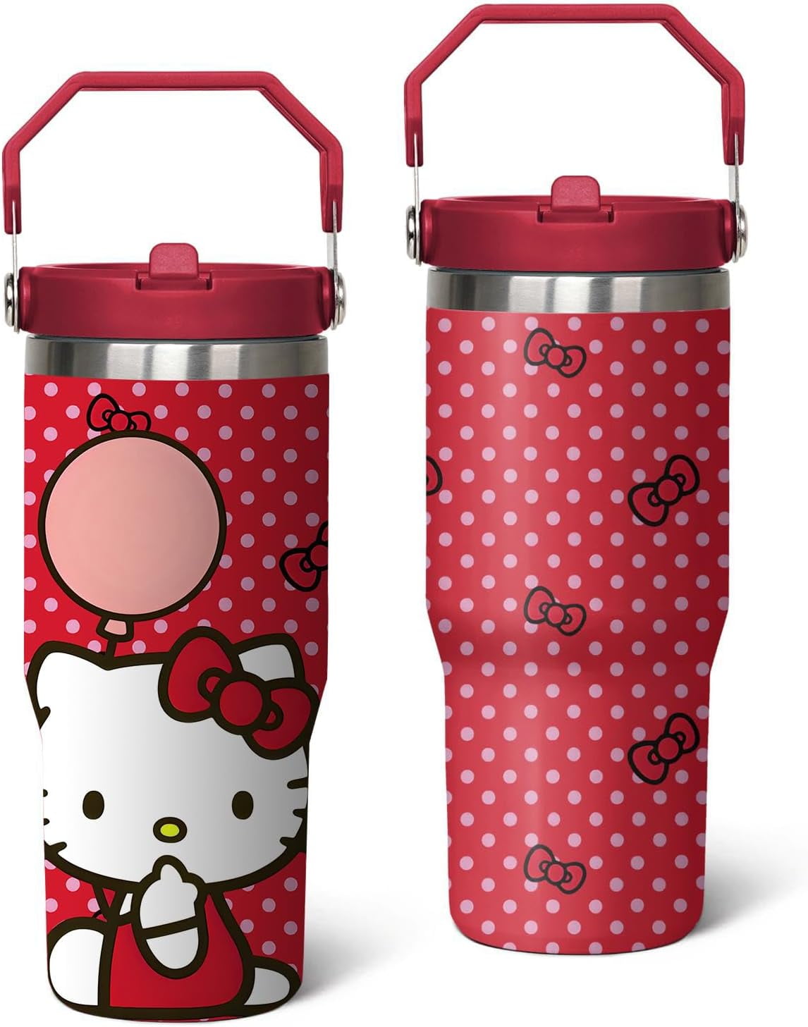30oz Cute Hello Cat Tumbler with Leak Proof Lid and Straws, Kawaii ...