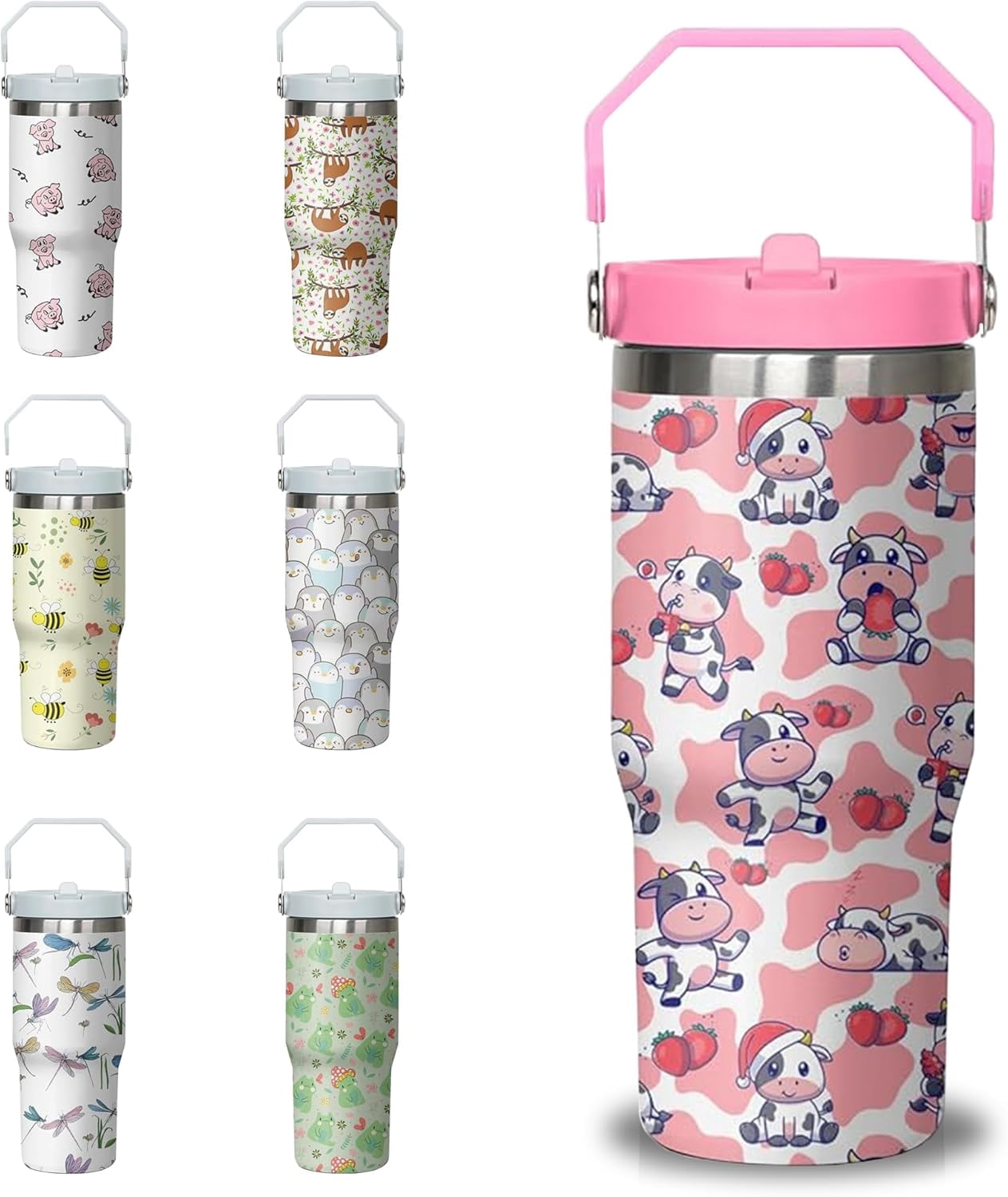 30oz Cute Horse Tumbler with Handle & Flip Straw, Stainless Steel ...