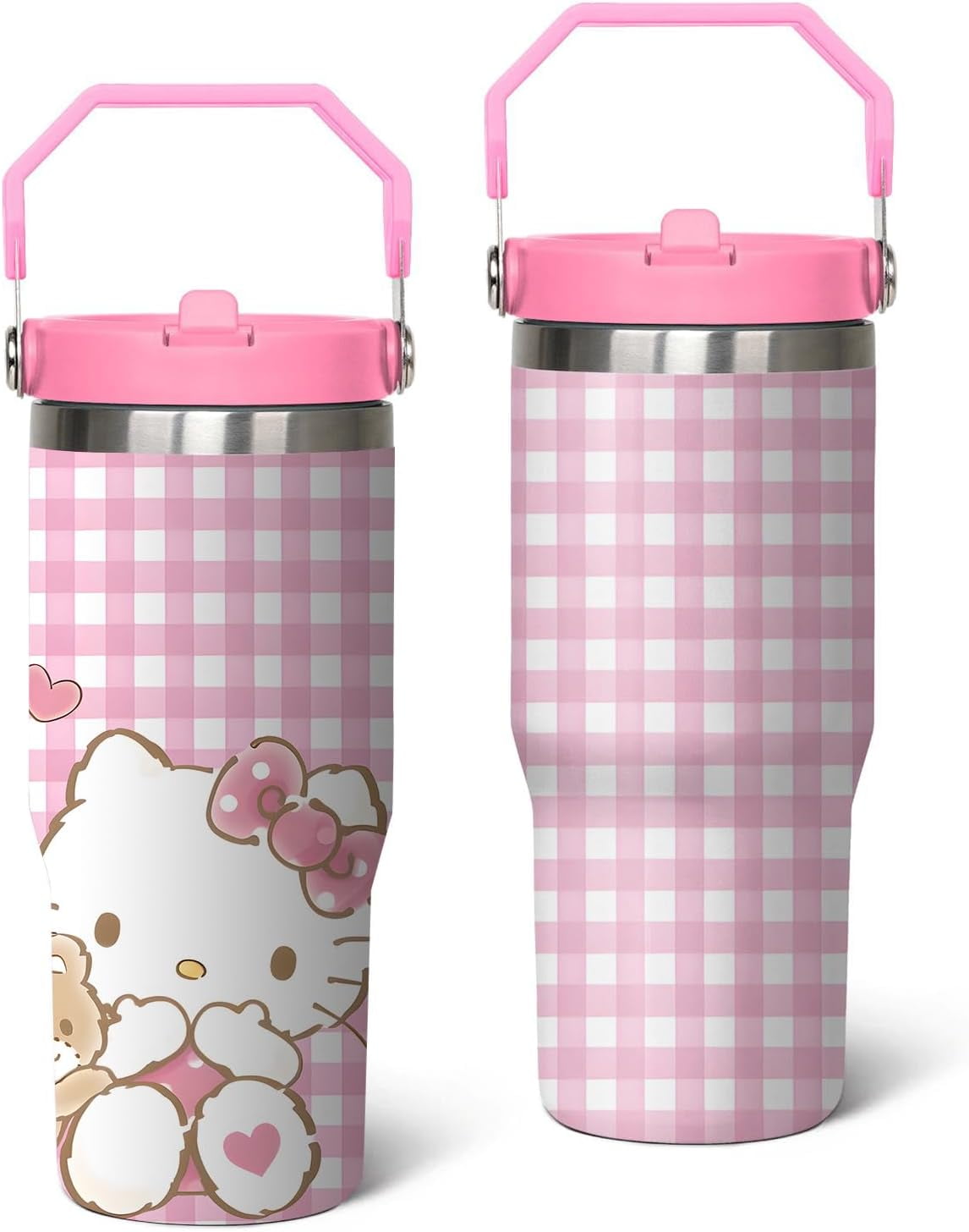 30oz Cute hello Kitty Tumbler with Leak Proof Lid and Straws, Kawaii ...