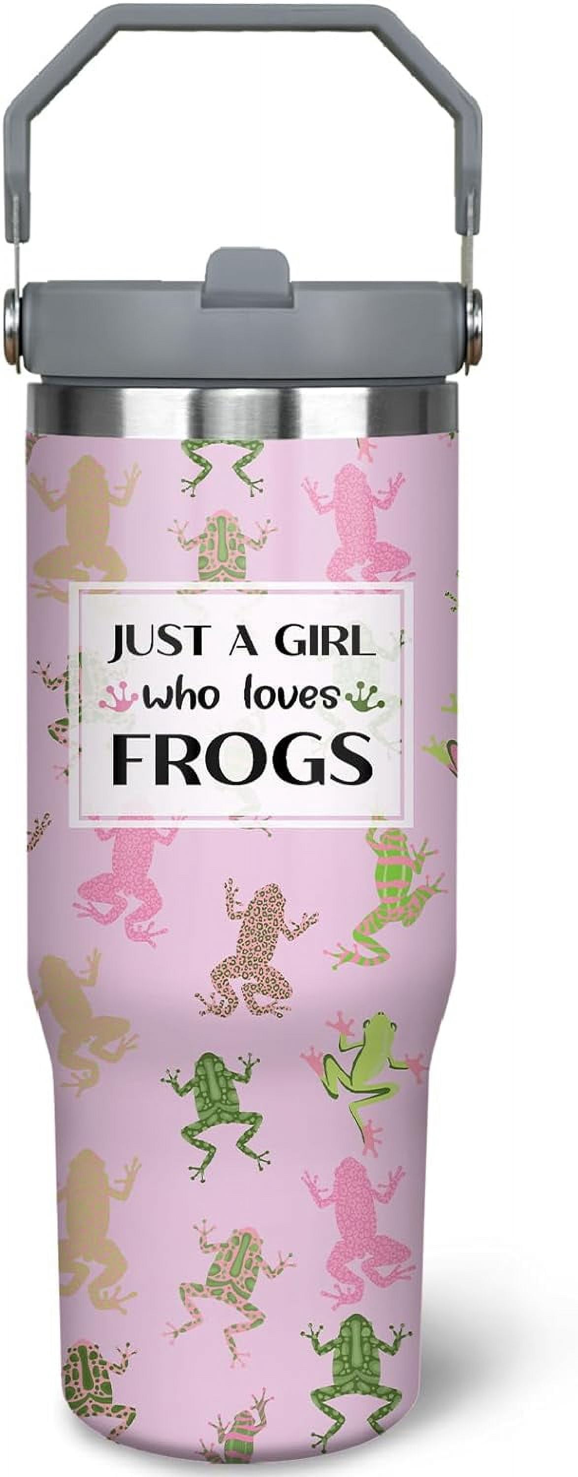 30oz Frog Tumbler with Handle and Straw, Stainless Steel Insulated Frog ...