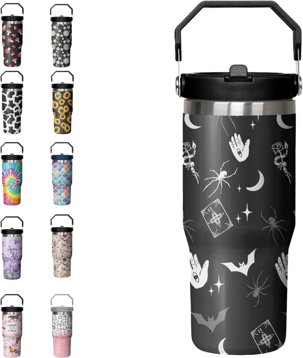 30oz Gothic Tumbler with Handle Flip Straw Tumbler Leak Proof 30oz ...