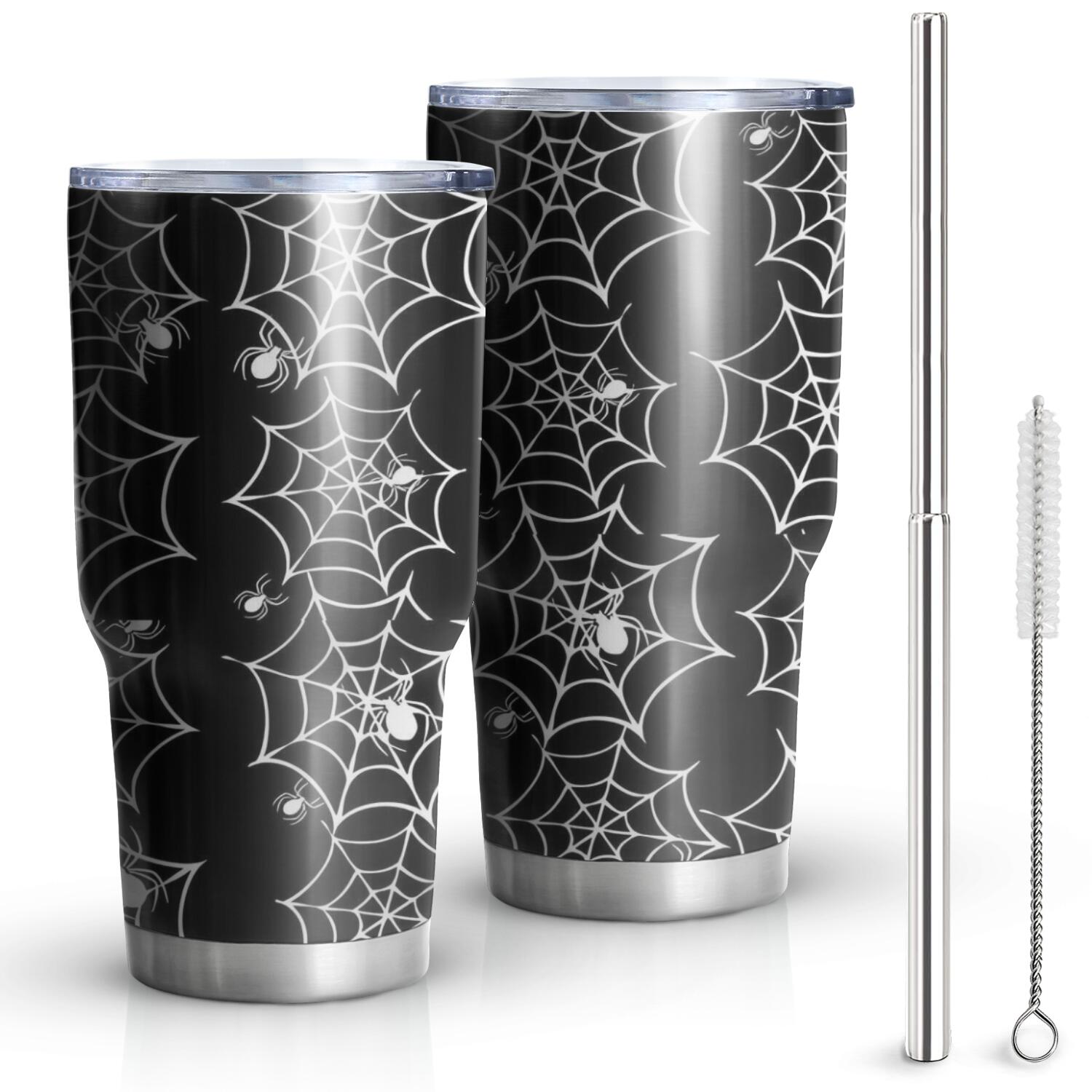 30oz Halloween Black and White Spider Webs and Spiders Tumblers ...