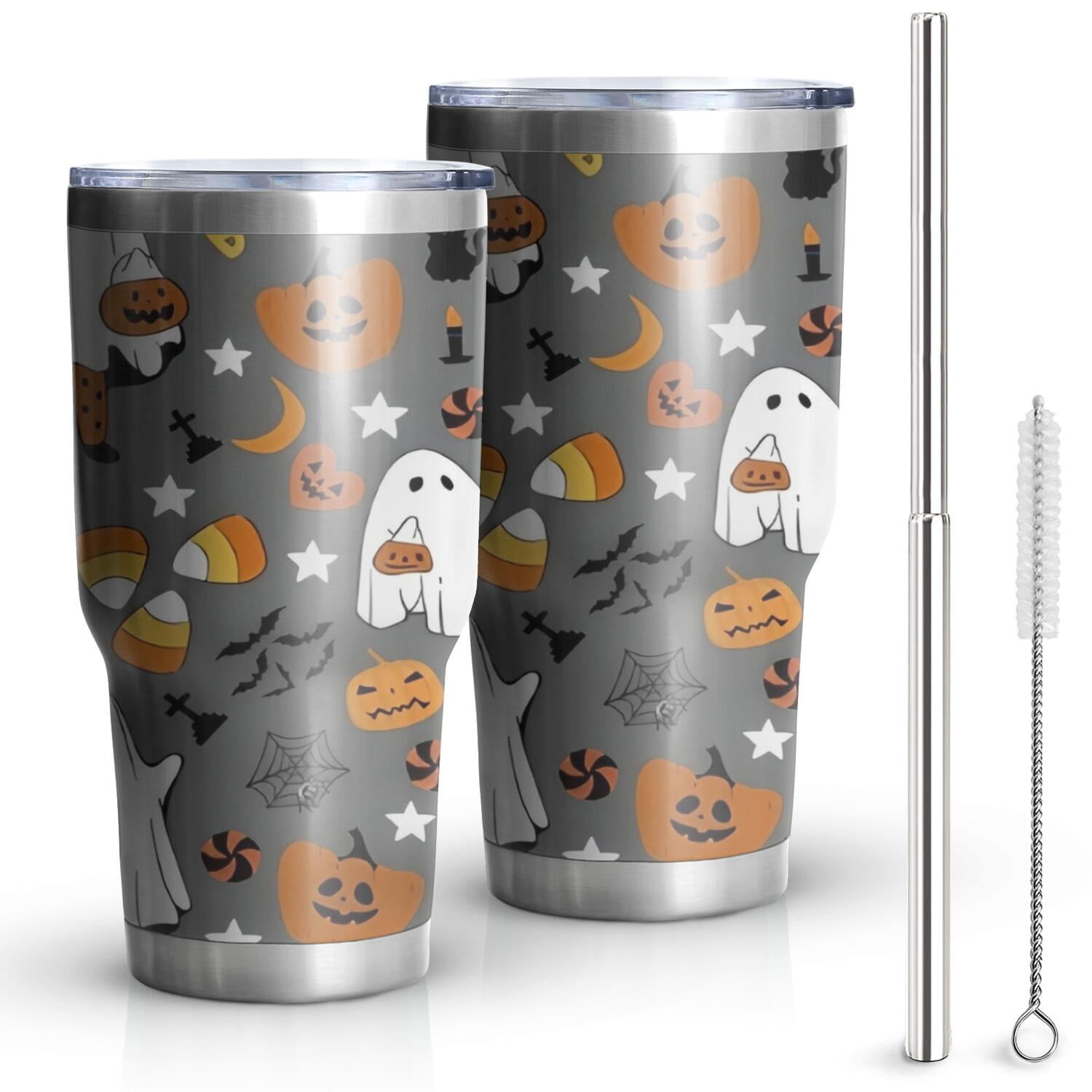 30oz Halloween Cute Ghosts with Boo Tumblers Stainless Steel Tumbler ...