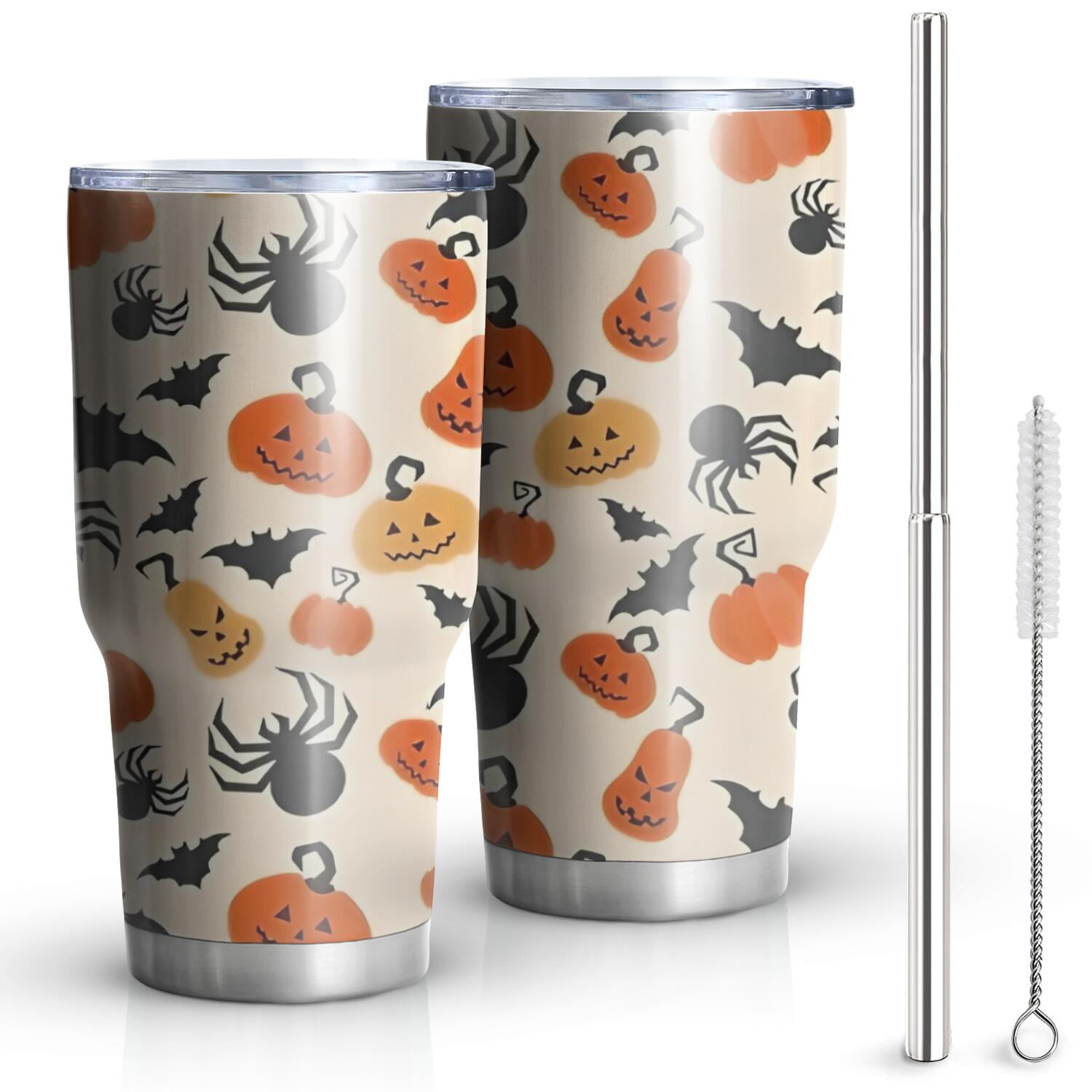 30oz Halloween Pumpkin Spider Bat Pattern Tumblers Stainless Steel ...