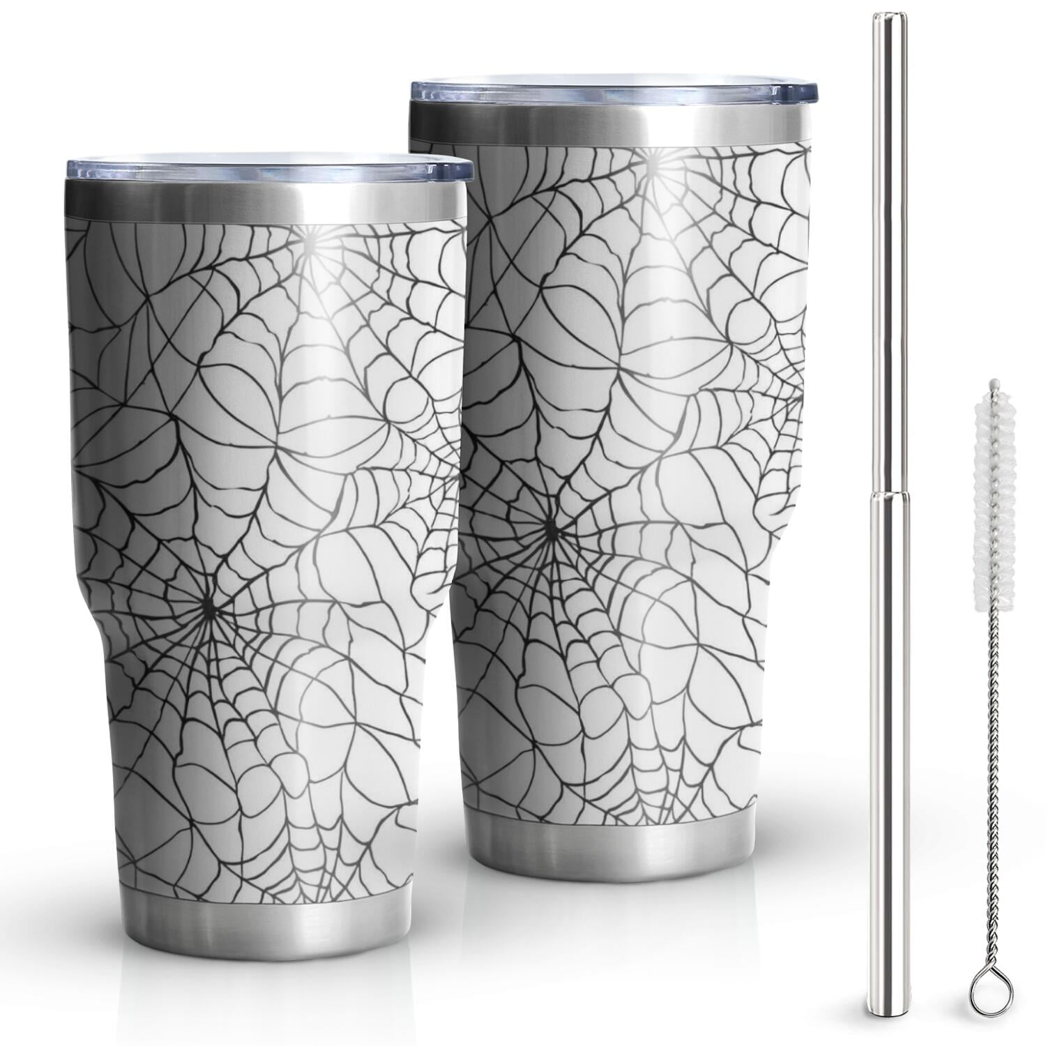 30oz Halloween Spider Web Pattern Tumblers Stainless Steel Tumbler with ...