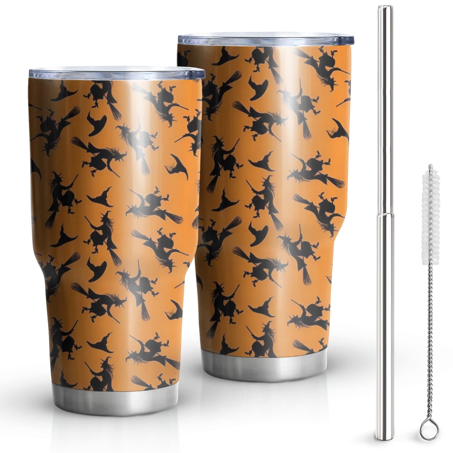 30oz Halloween Witches on Brooms Pattern Tumblers Stainless Steel ...