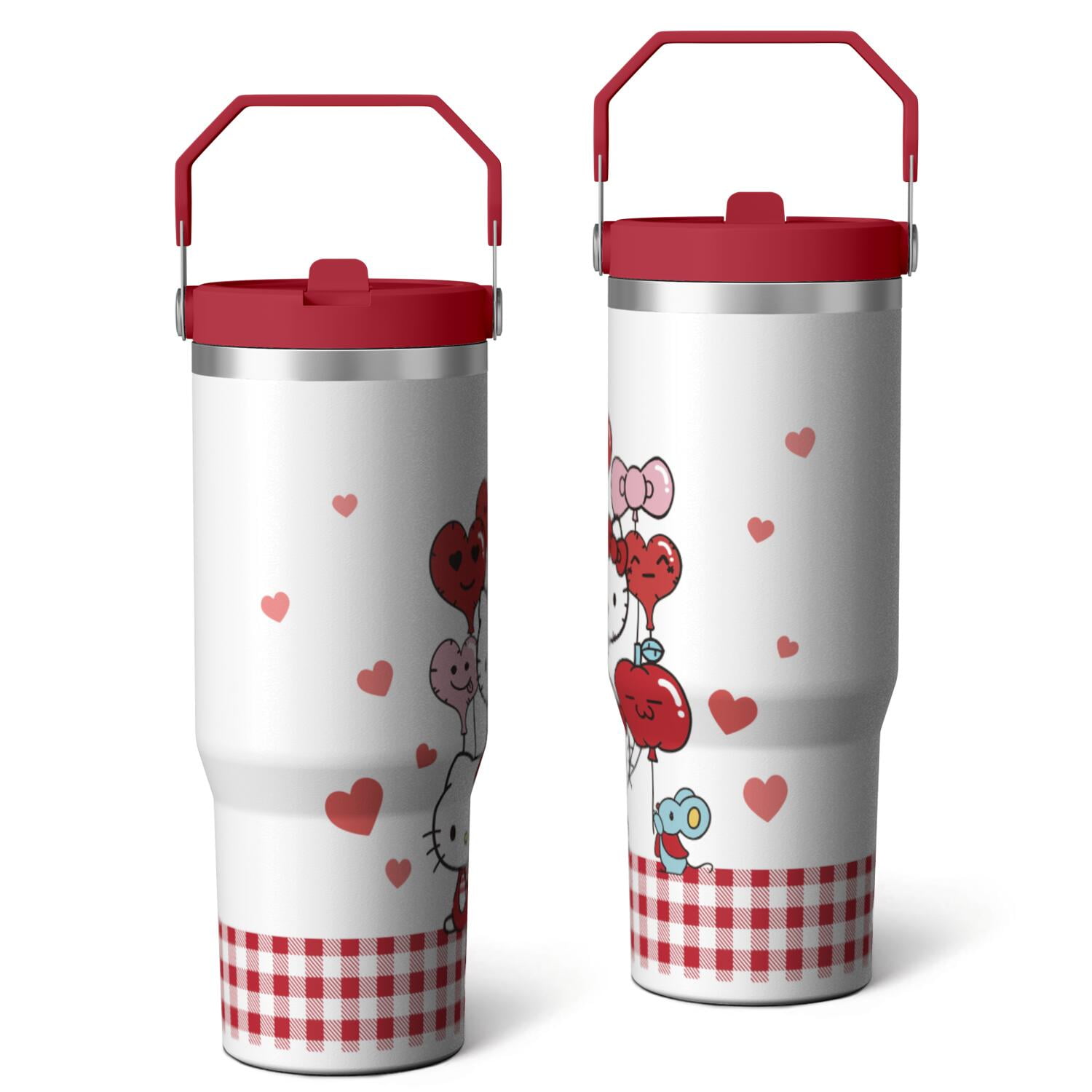 30oz Hello Kawaii Cat Cute Stainless Steel Tumbler with Lid and Straw ...