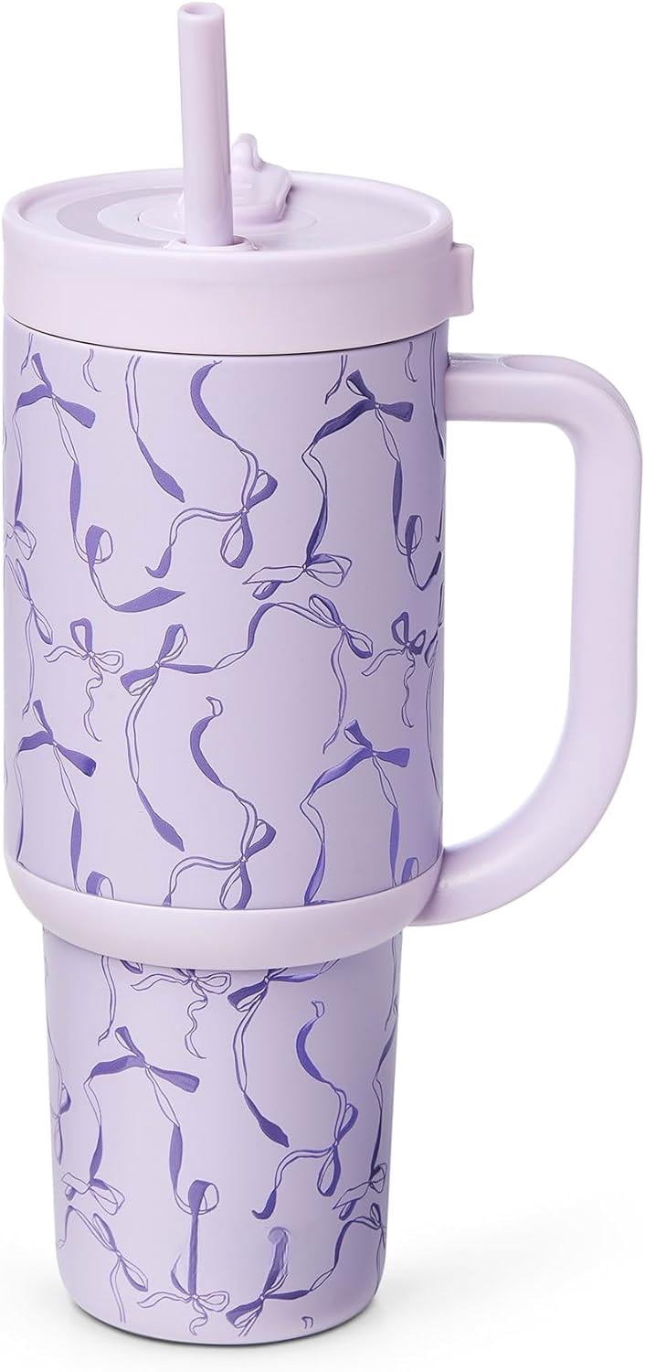 30oz Insulated Stainless Steel Tumbler with Handle, Floral Print Travel ...