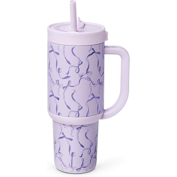 30oz Insulated Stainless Steel Tumbler with Handle, Floral Print Travel ...