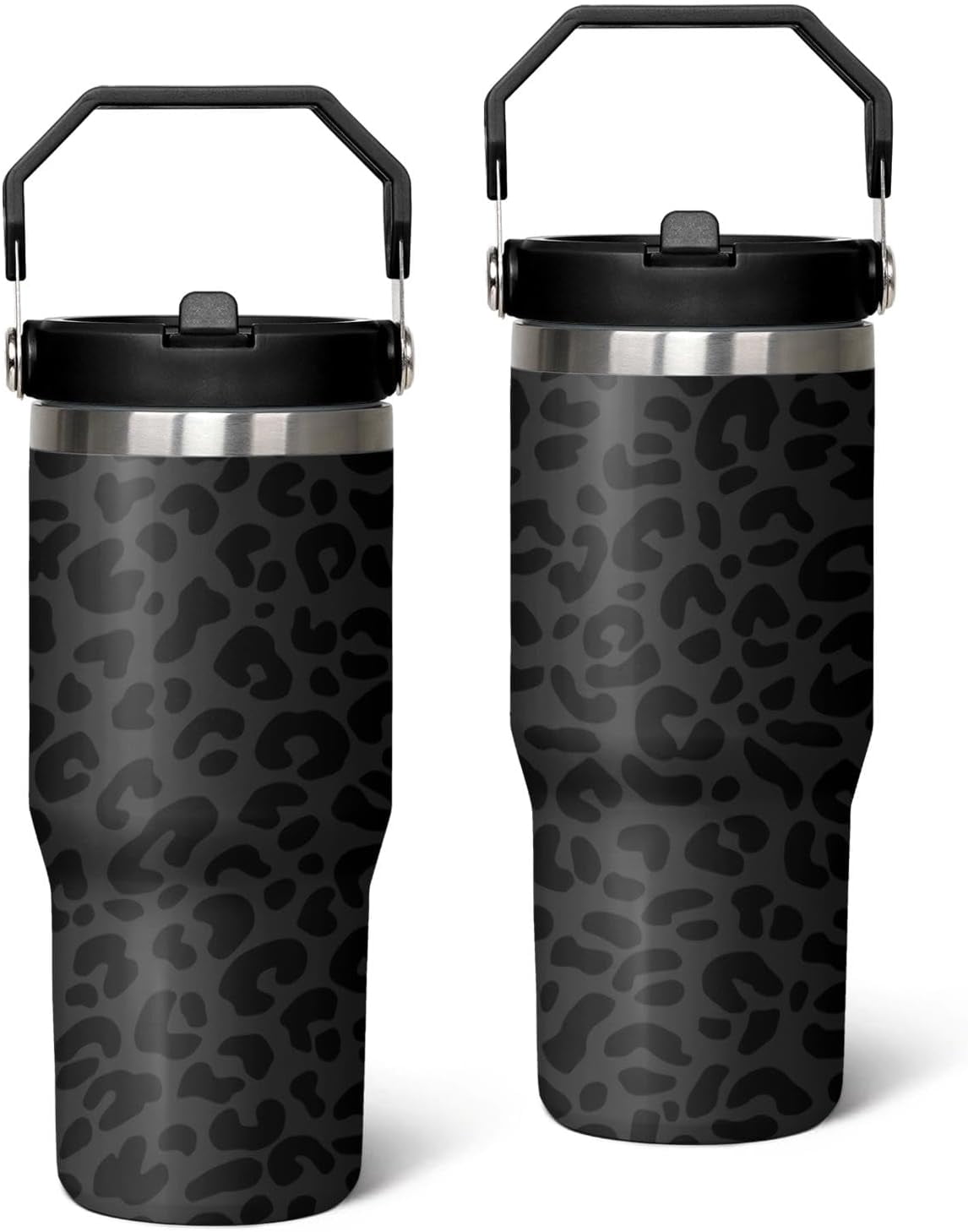 30oz Leopard Tumbler With Top Handle- Leopard Print Stainless Steel ...