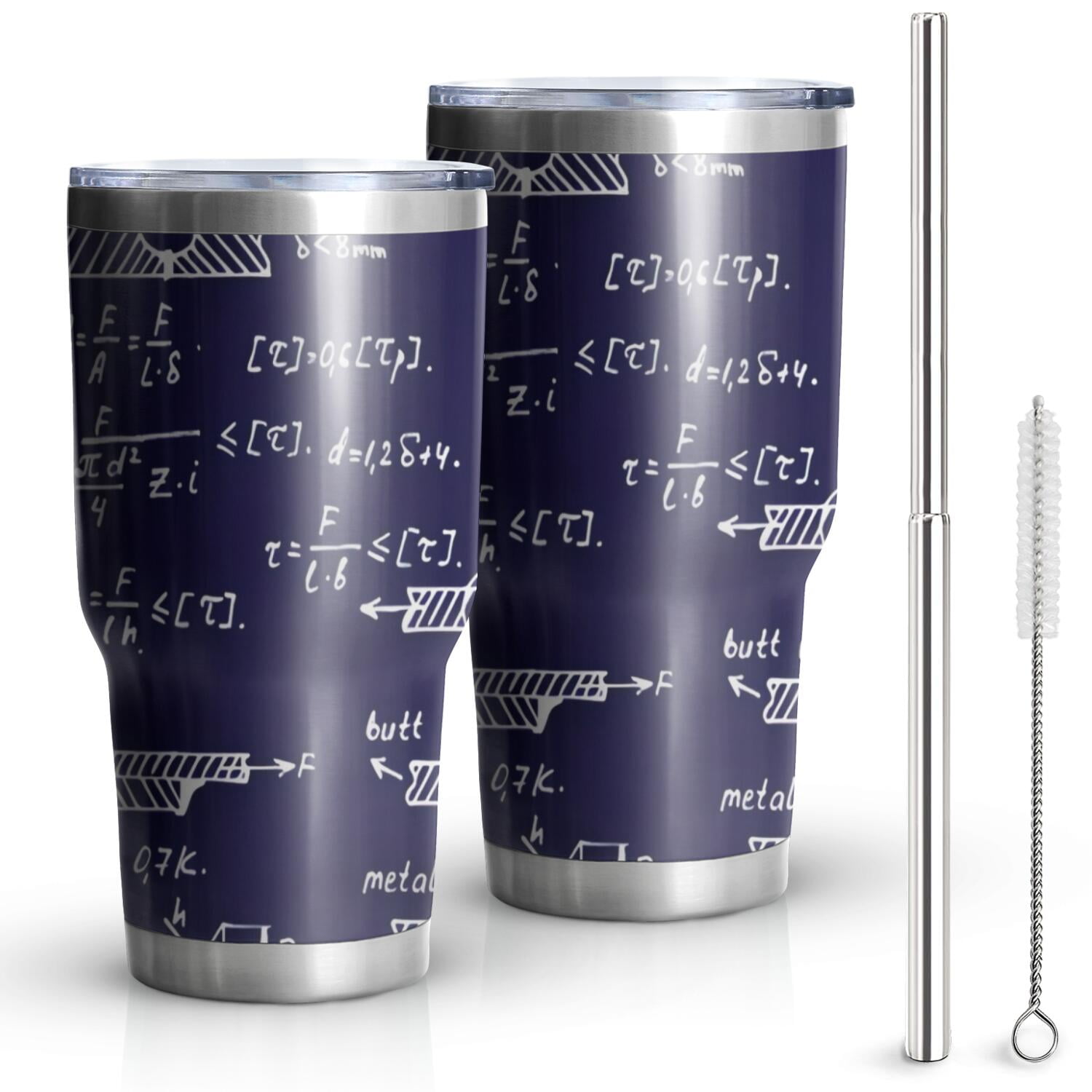 30oz Math Equations Engineering Diagrams Navy Pattern Tumblers Stainless Steel Tumbler with Lid ...