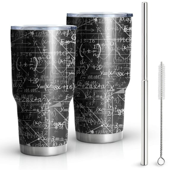 30oz Math Equations Geometric Shapes Tumblers Stainless Steel Tumbler with Lid and Straw,Vacuum ...