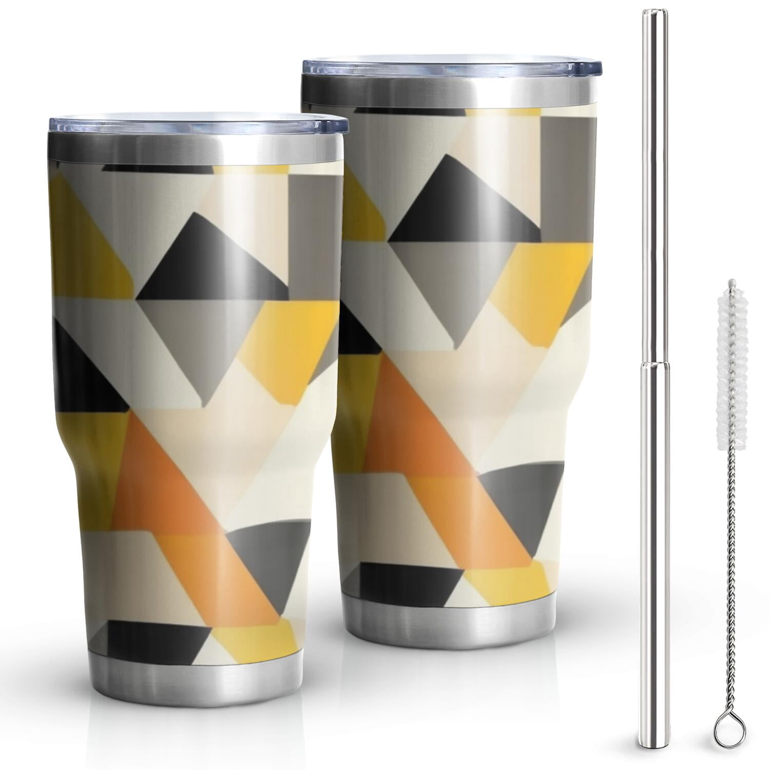 30oz Modern Art Geometric Tumblers Stainless Steel Tumbler with Lid and ...