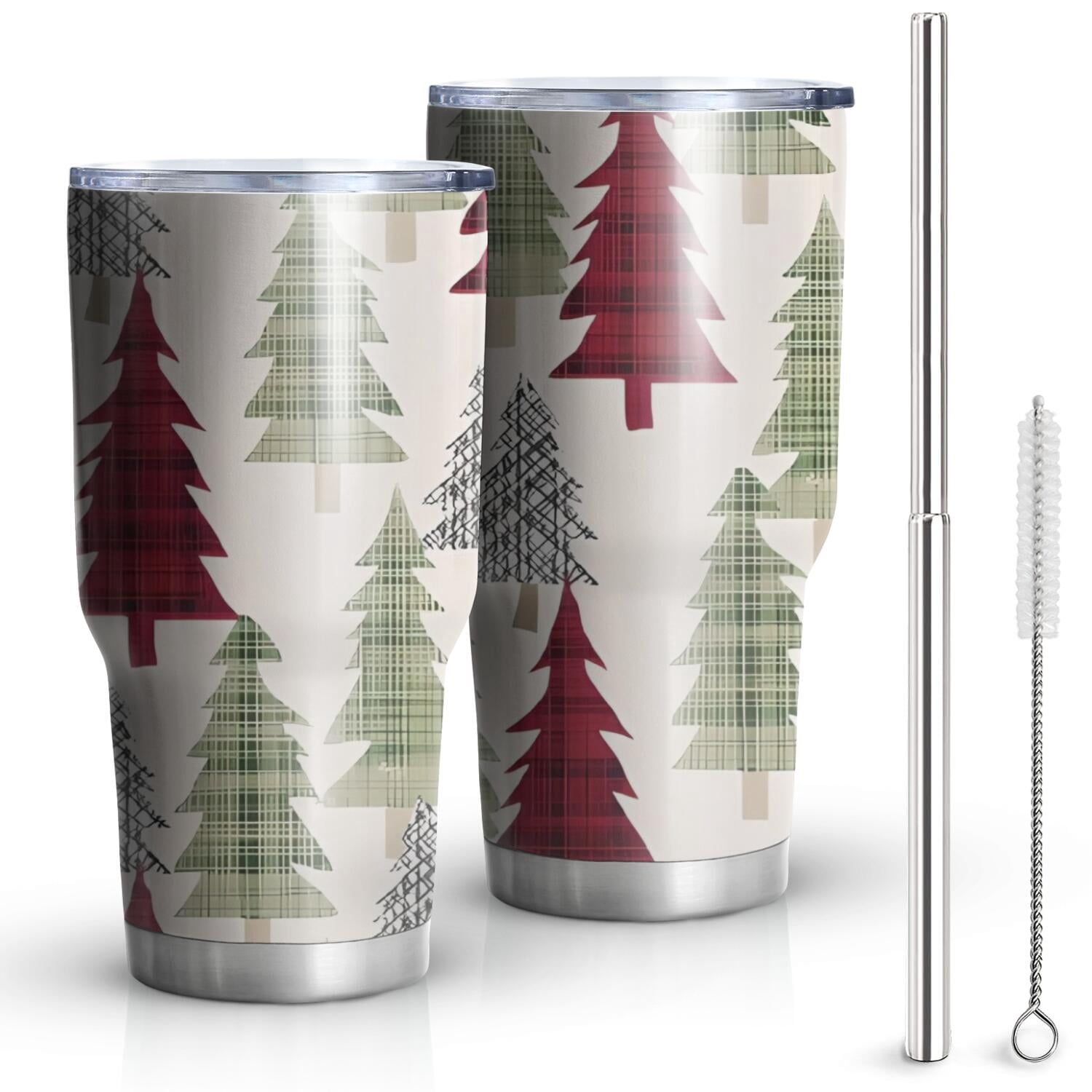 30oz Multicolor Christmas Tree Pattern Tumblers Stainless Steel Tumbler ...