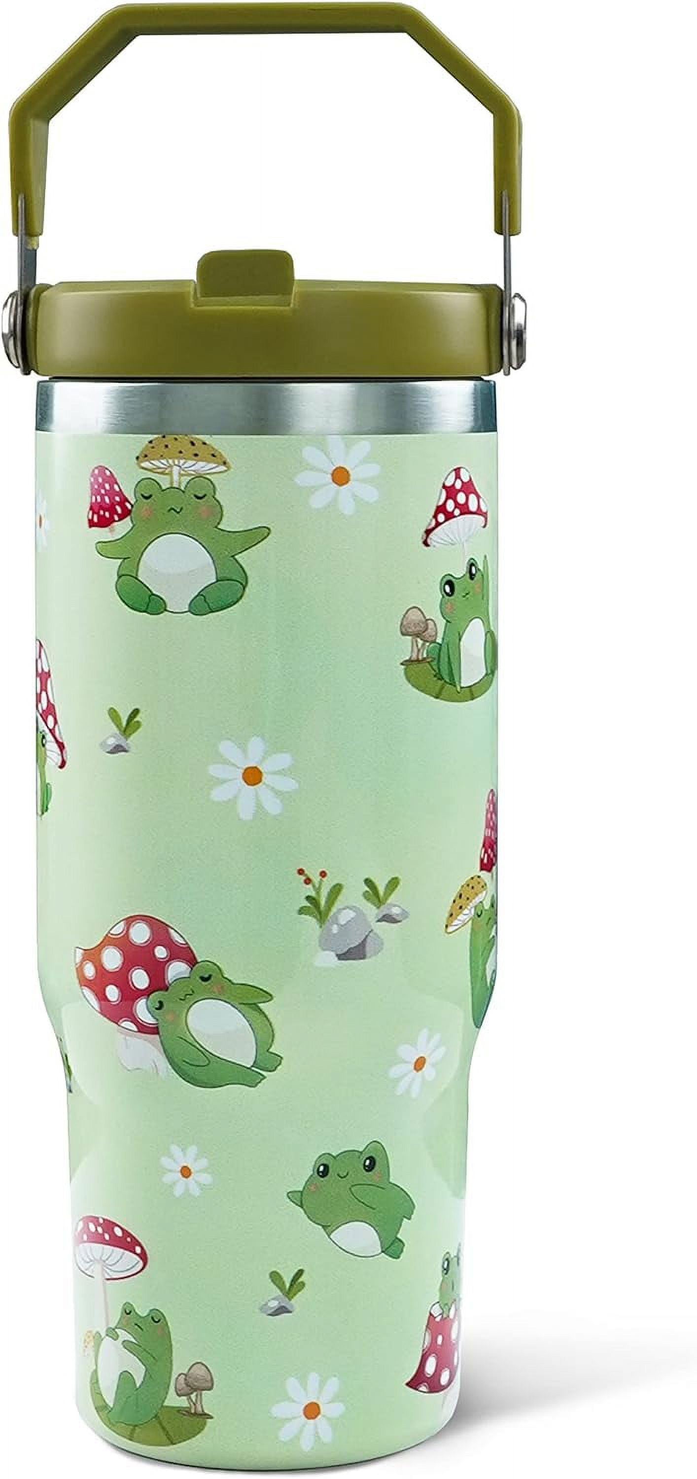 30oz Mushroom Tumbler with Handle and Straw, Stainless Steel Vacuum ...