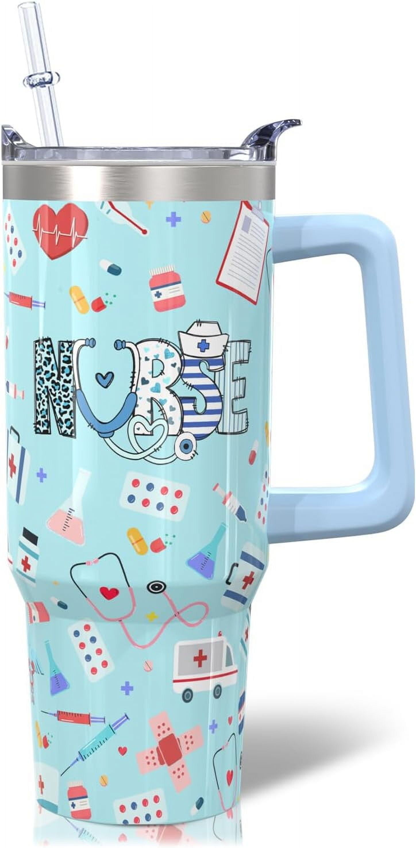 30oz Nurse Gifts - Blue Nurse Tumbler for Womens - with Handle with Lid ...
