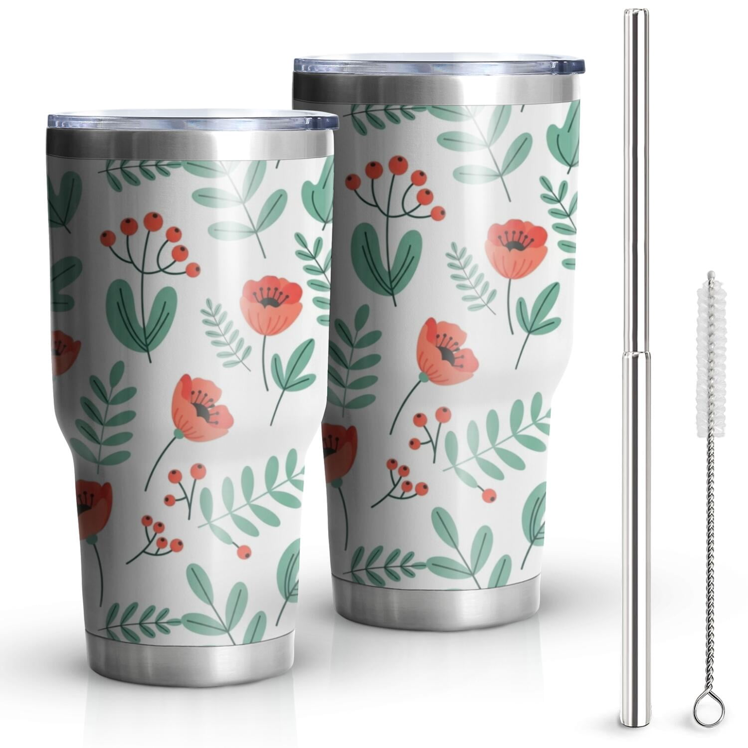 30oz Pioneer Flower Floral Print Pattern Tumbler, Double Wall Vacuum ...